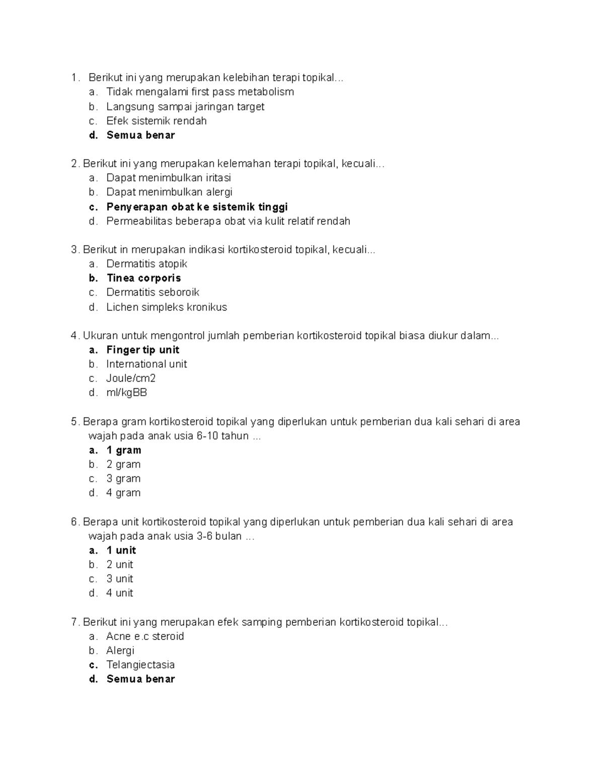 Soal 1 - kumpulan soal - Berikut ini yang merupakan kelebihan terapi ...