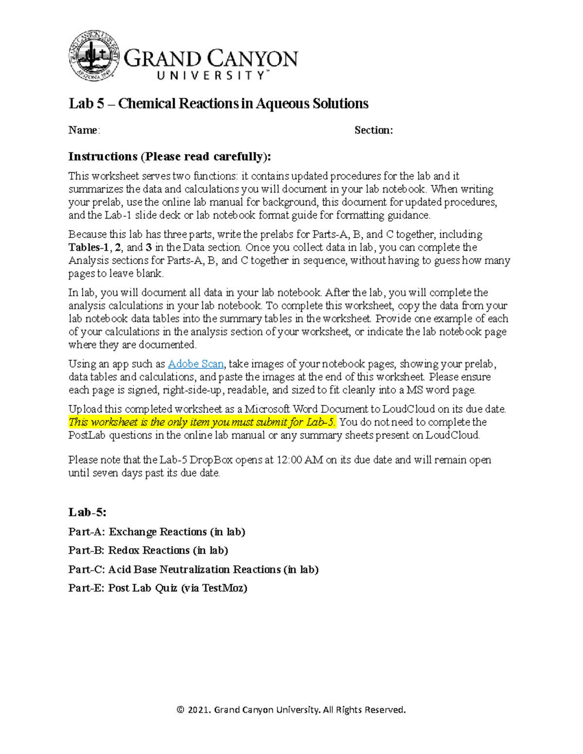 Aqueous Solutions for lab in the best of terms - Lab 5 – Chemical ...