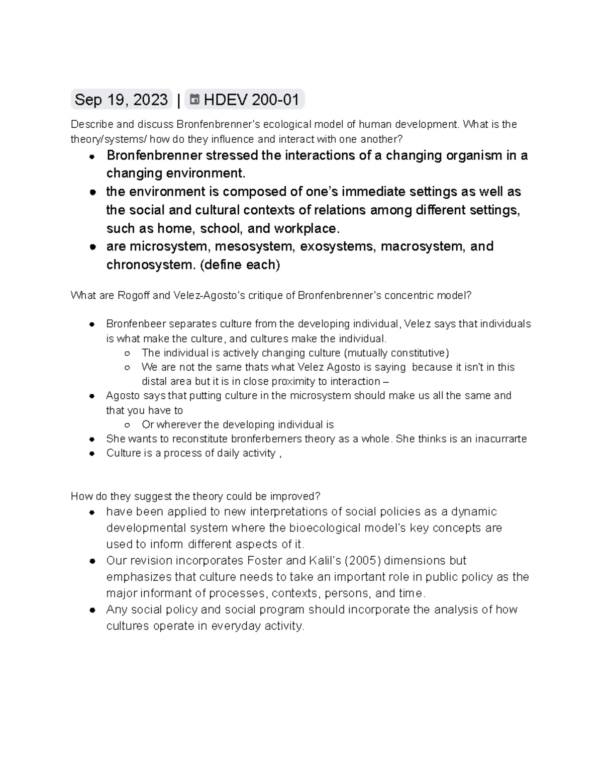 Notes - HDEV 200-01 - Sep 19, 2023 | HDEV 200- Describe and discuss ...