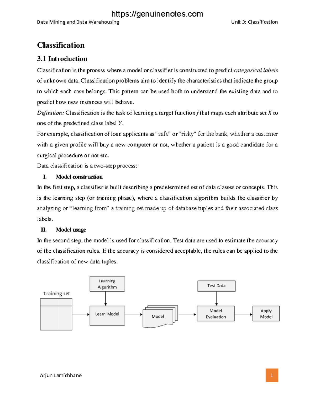 Unit-3 Classification - Data Mining and Data Warehousing Unit 3 ...