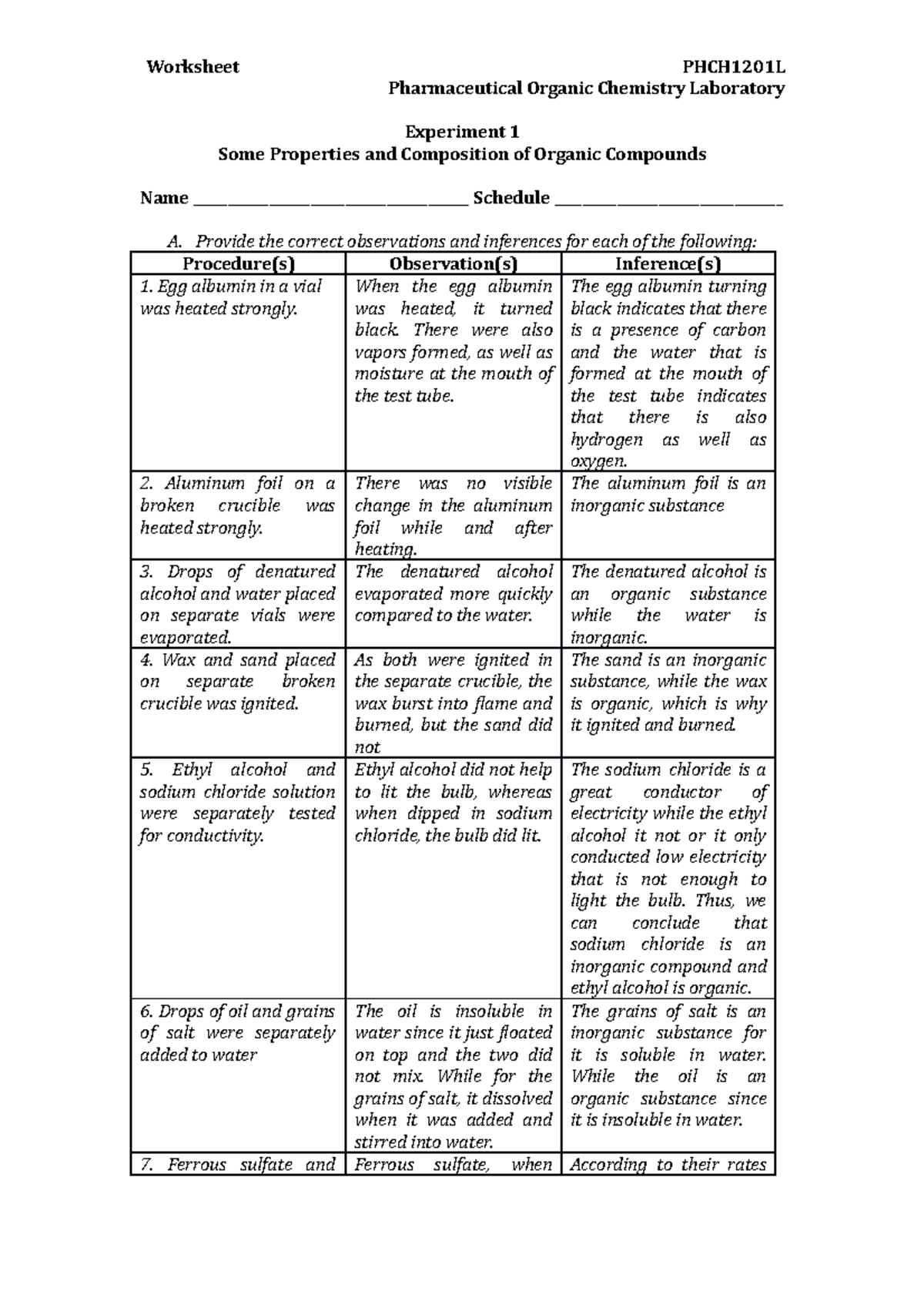 Some Properties and Composition of Organic Compounds - Provide the ...