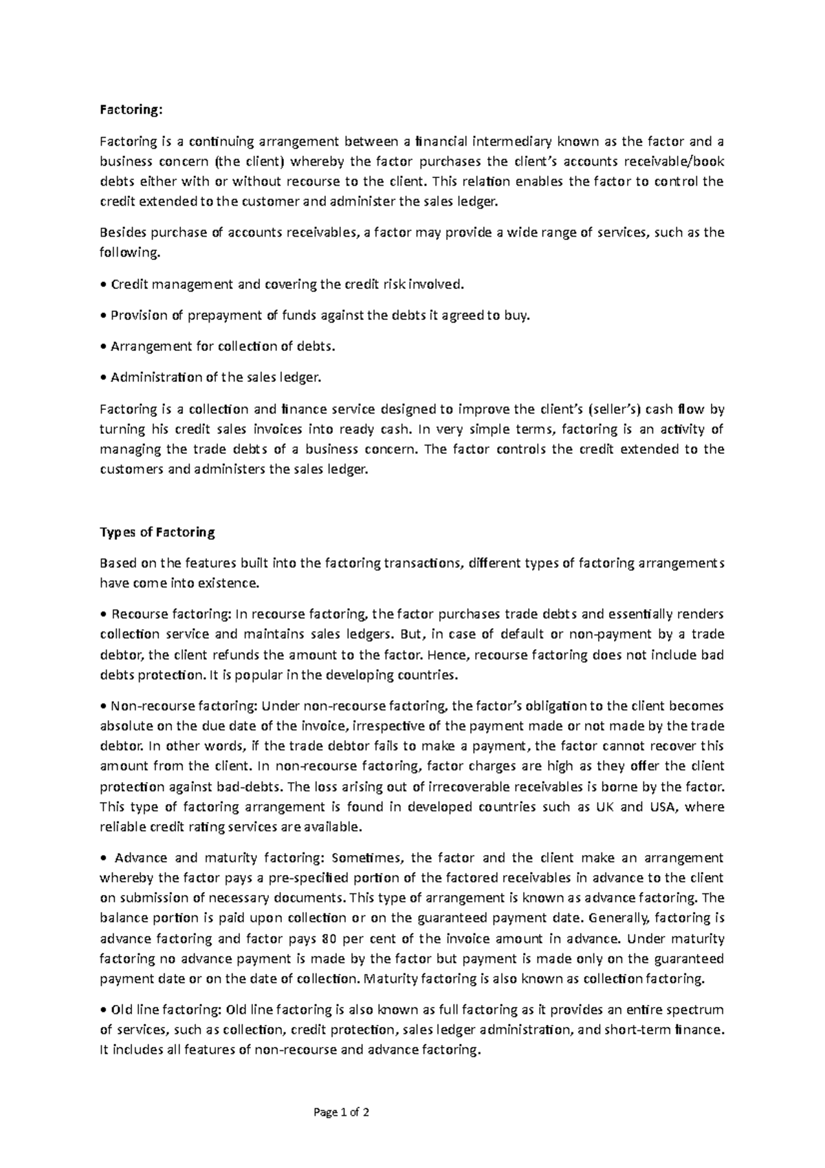 Factoring - qeeqe - Factoring: Factoring is a continuing arrangement ...