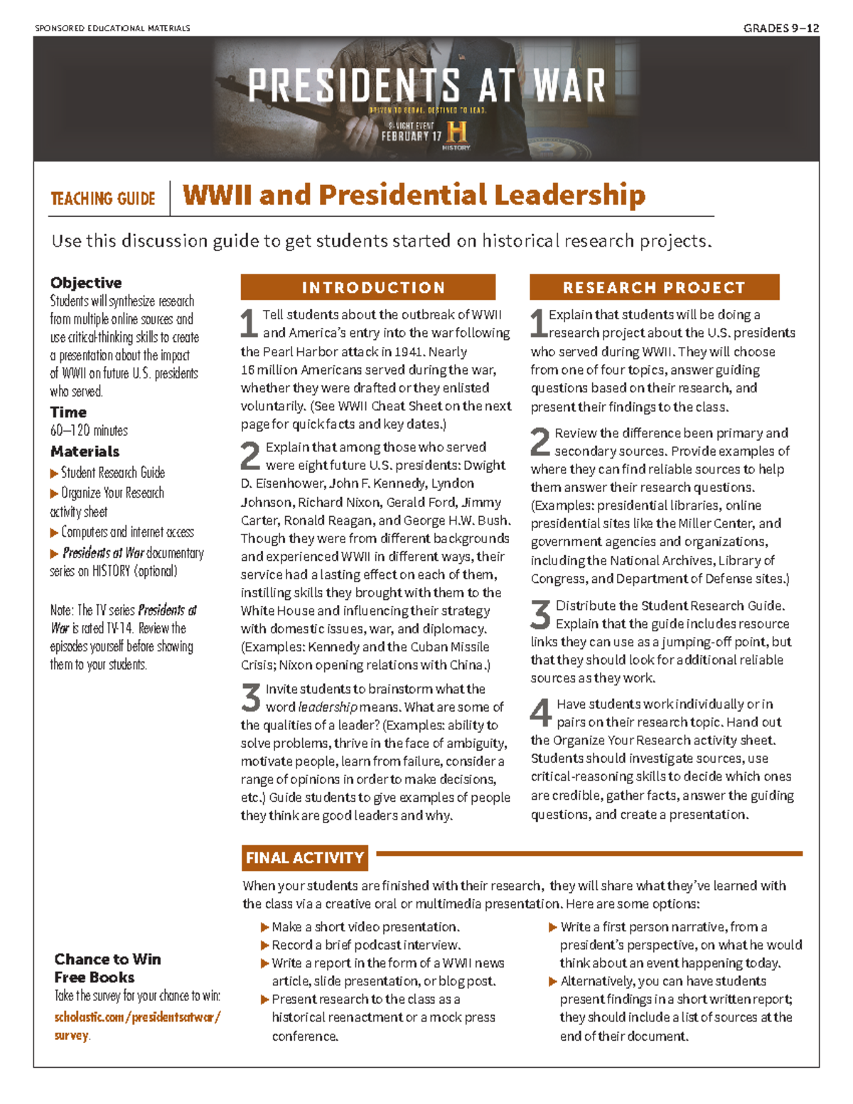 Presidents At War - TEACHING GUIDE WWII and Presidential Leadership ...