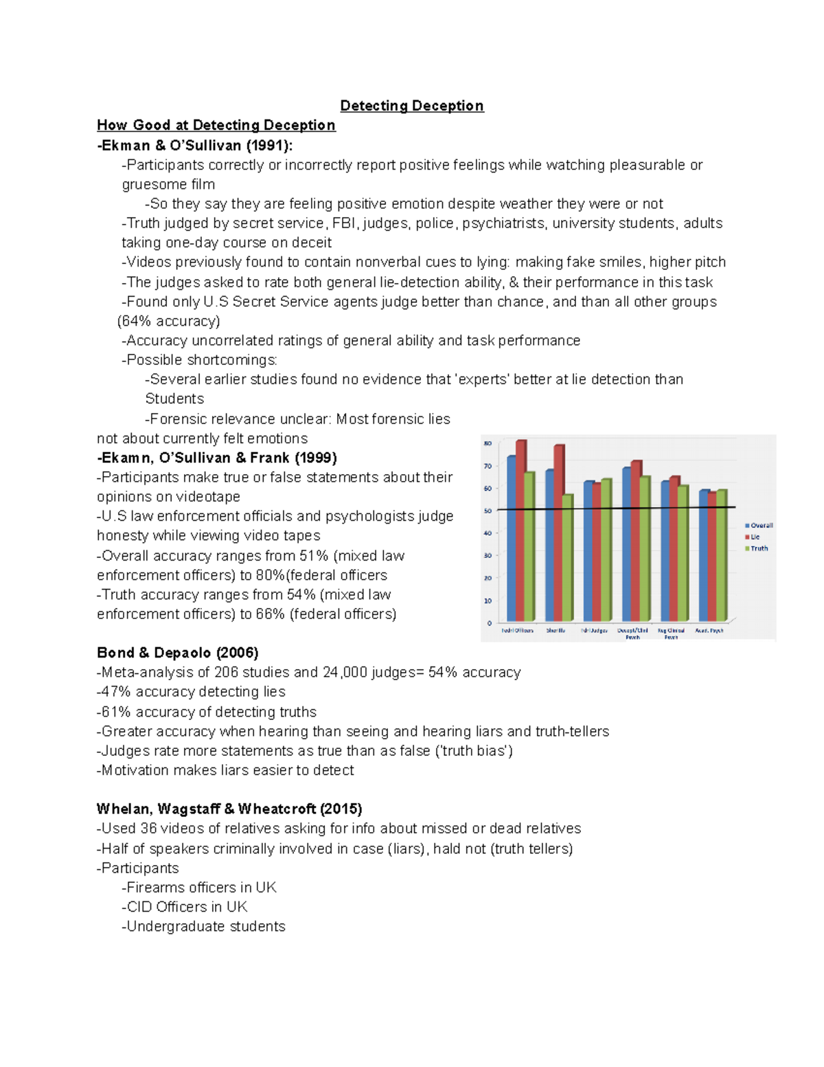 Detecting Deception - ) Avoiding eye contact 2.) More smiling and ...