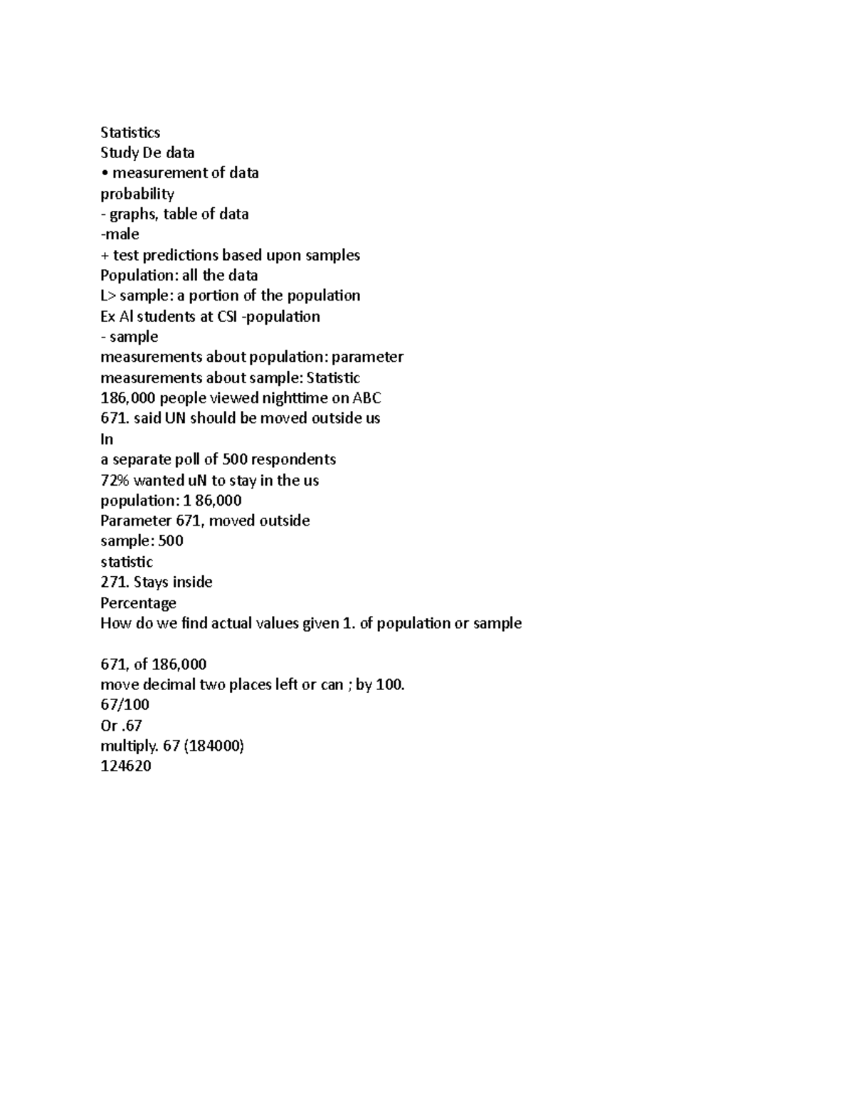 STA - STATISTICS NOTES - Statistics Study De data measurement of data ...