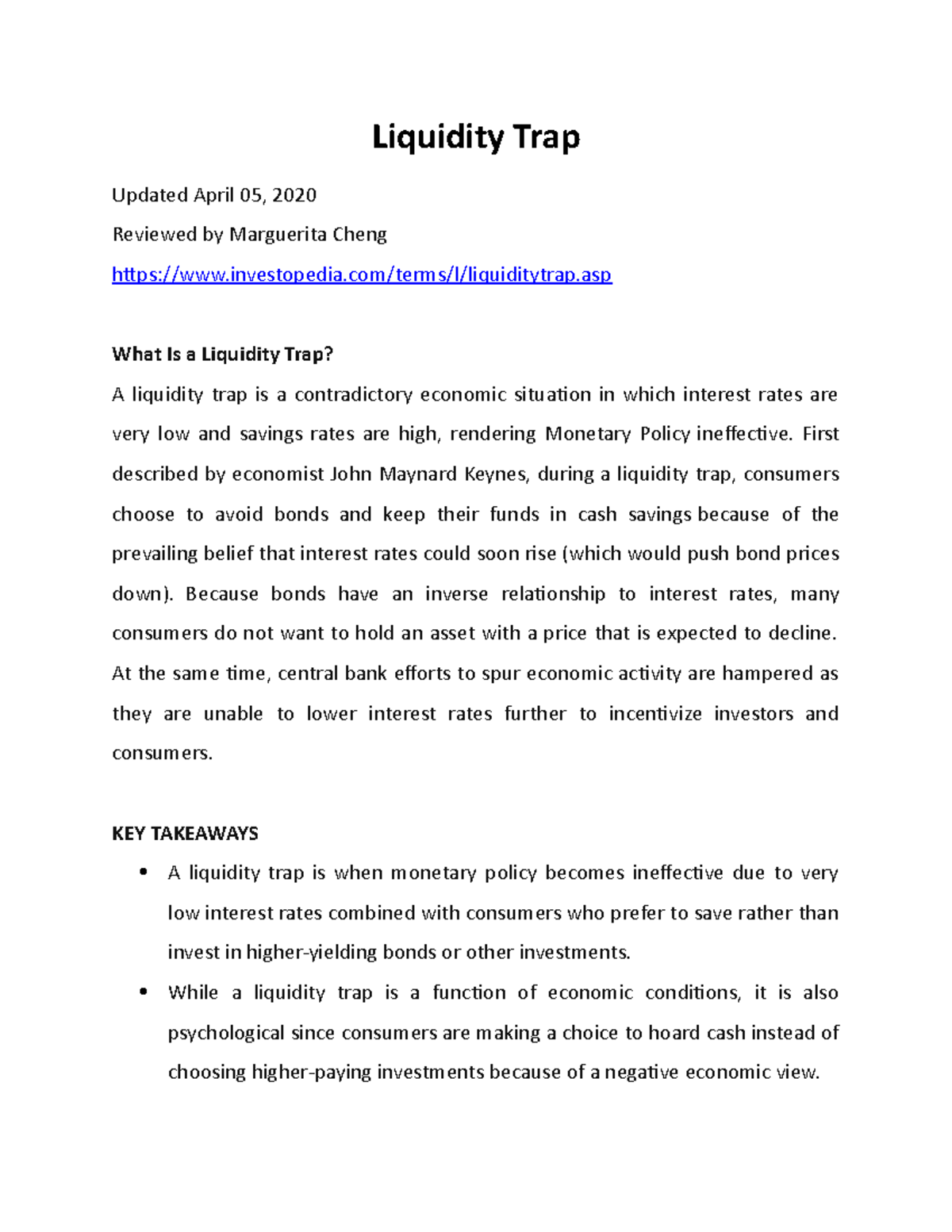 Liquidity Trap - Liquidity Trap Updated April 05, 2020 Reviewed by ...