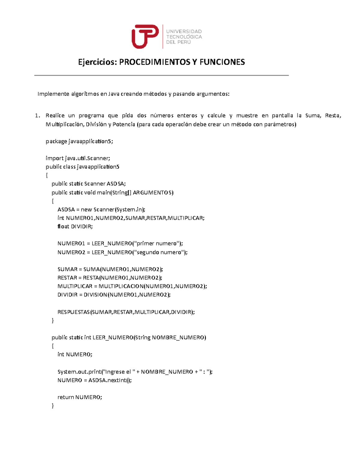 Programacion java - Ejercicios: PROCEDIMIENTOS Y FUNCIONES Implemente ...