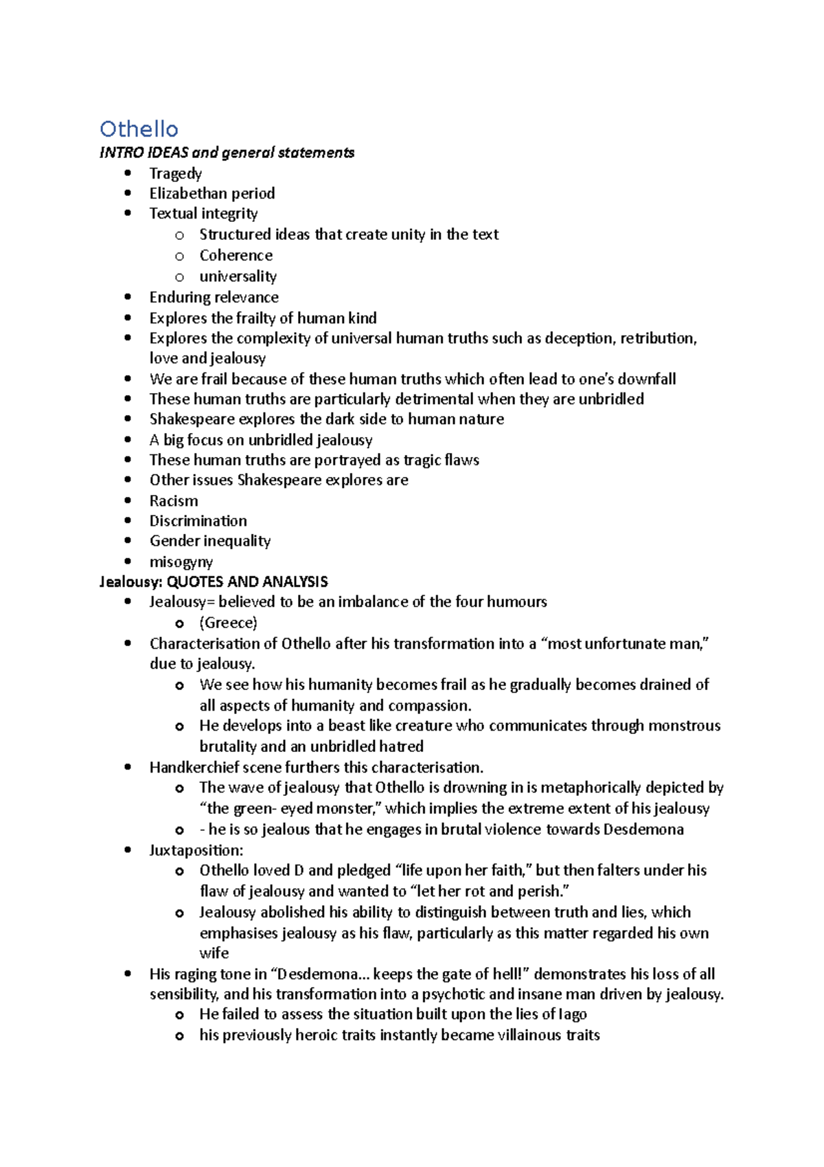 Othello by Shakespeare- English methods subject - Othello INTRO IDEAS ...