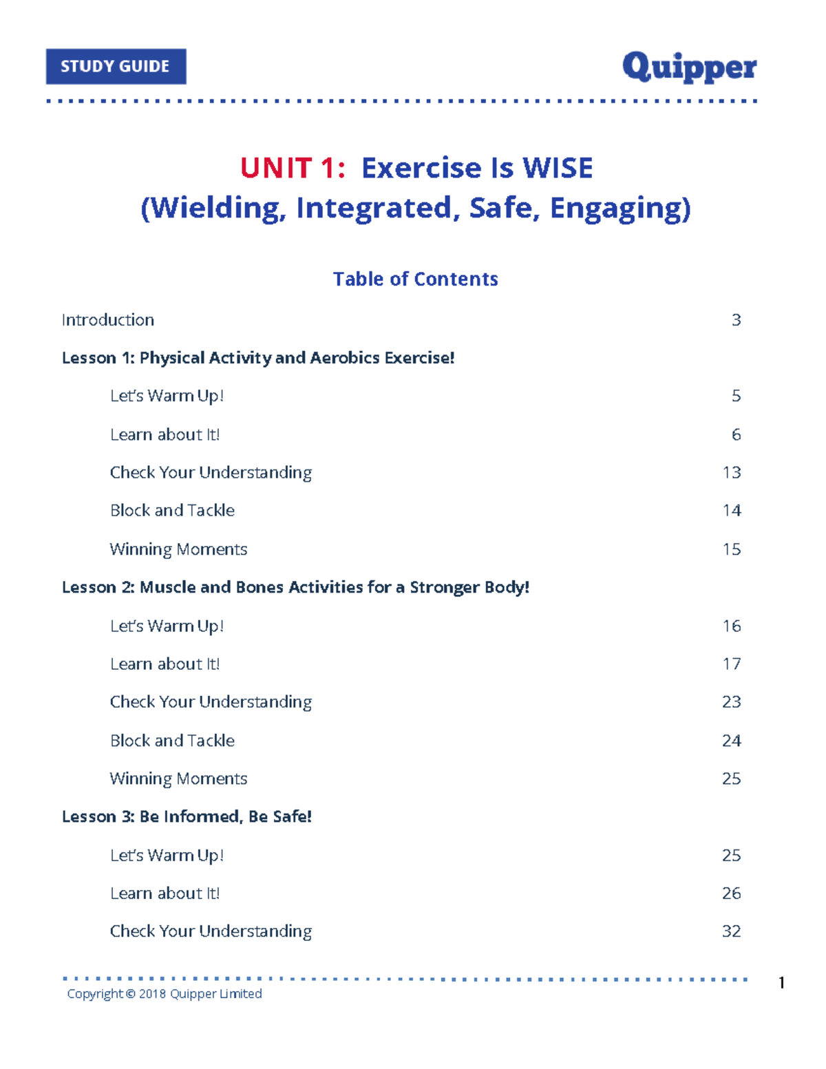 PEH 11 Unit 1 Exercise Is WISE Wielding Integrated Safe Engaging - 1 ...