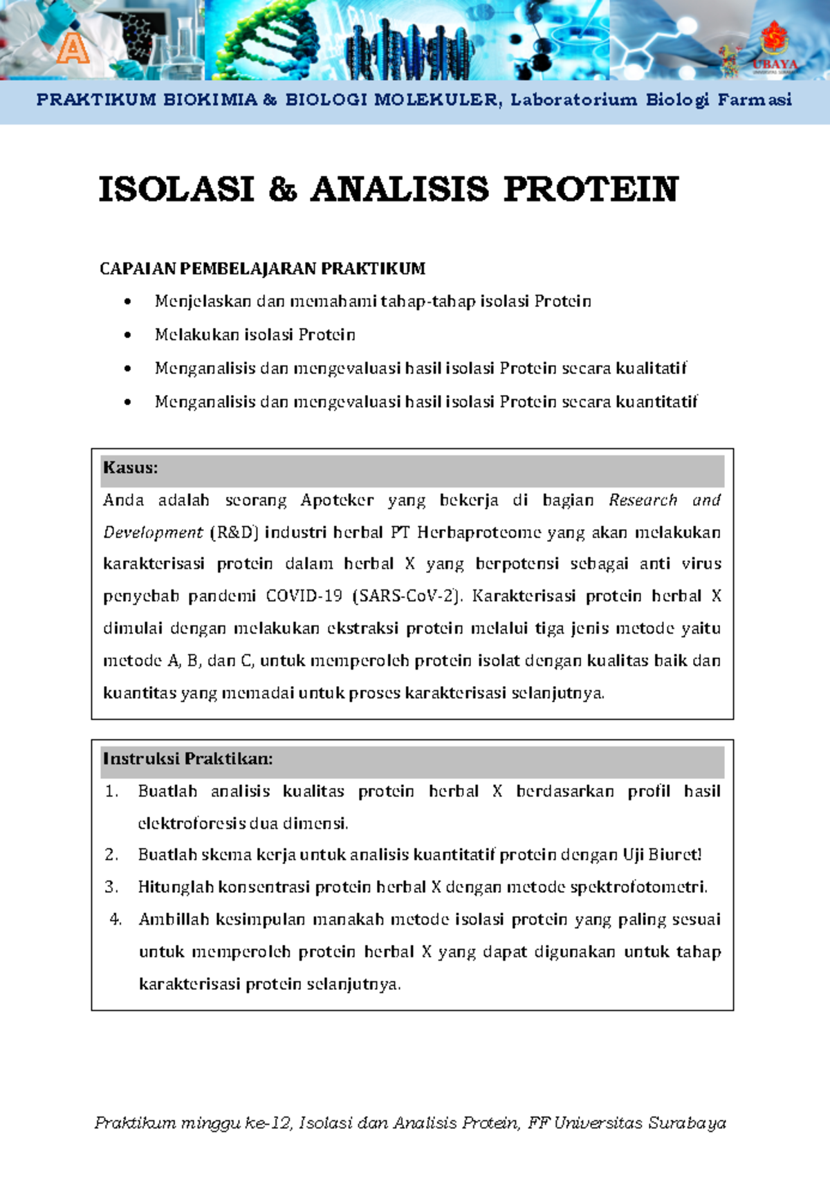 C9,Isolasi Protein, biokimia - Praktikum minggu ke-12, Isolasi dan ...