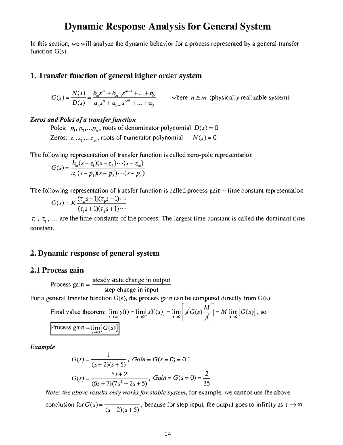 M4 Process dynamics analysis-general - Dynamic Response Analysis for ...
