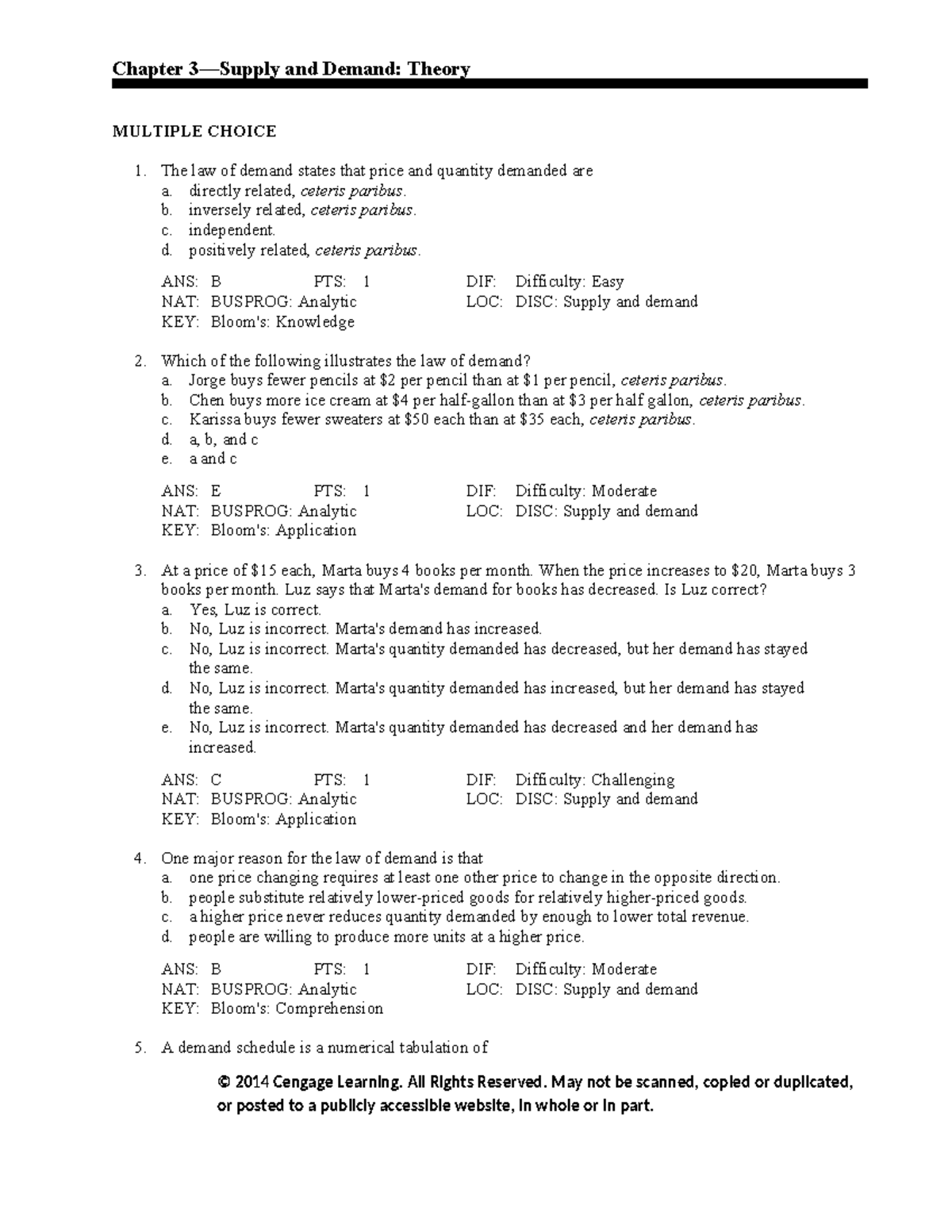 Chapter 03 - Chapter 3—Supply and Demand: Theory MULTIPLE CHOICE 1. The ...