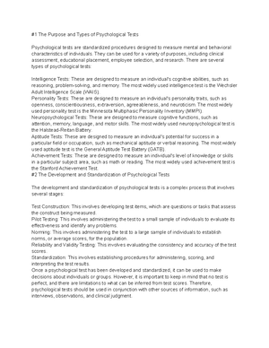 Introduction to Psychological Tests 3-4 - #3 Reliability and Validity ...