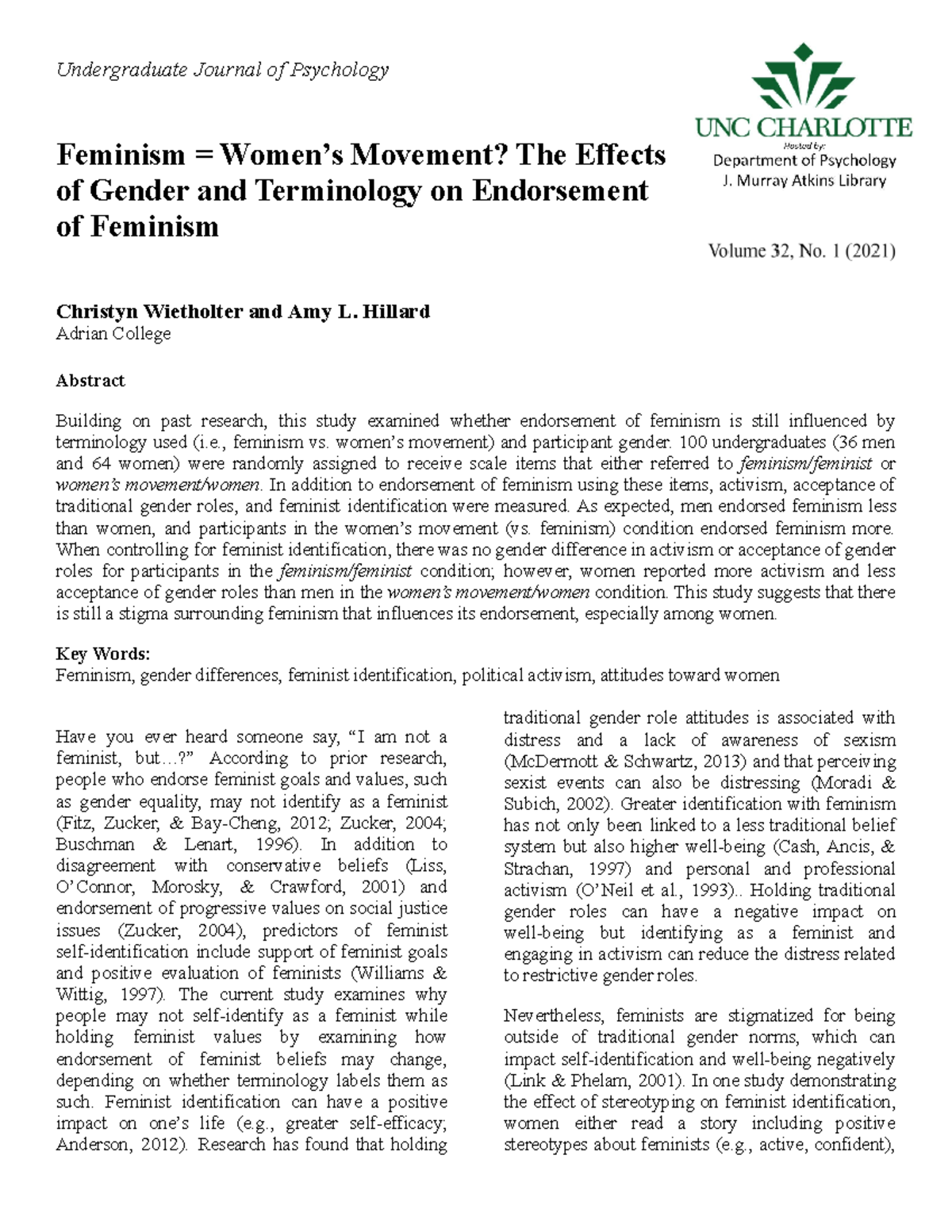 Feminism Movement - Undergraduate Journal of Psychology Feminism ...