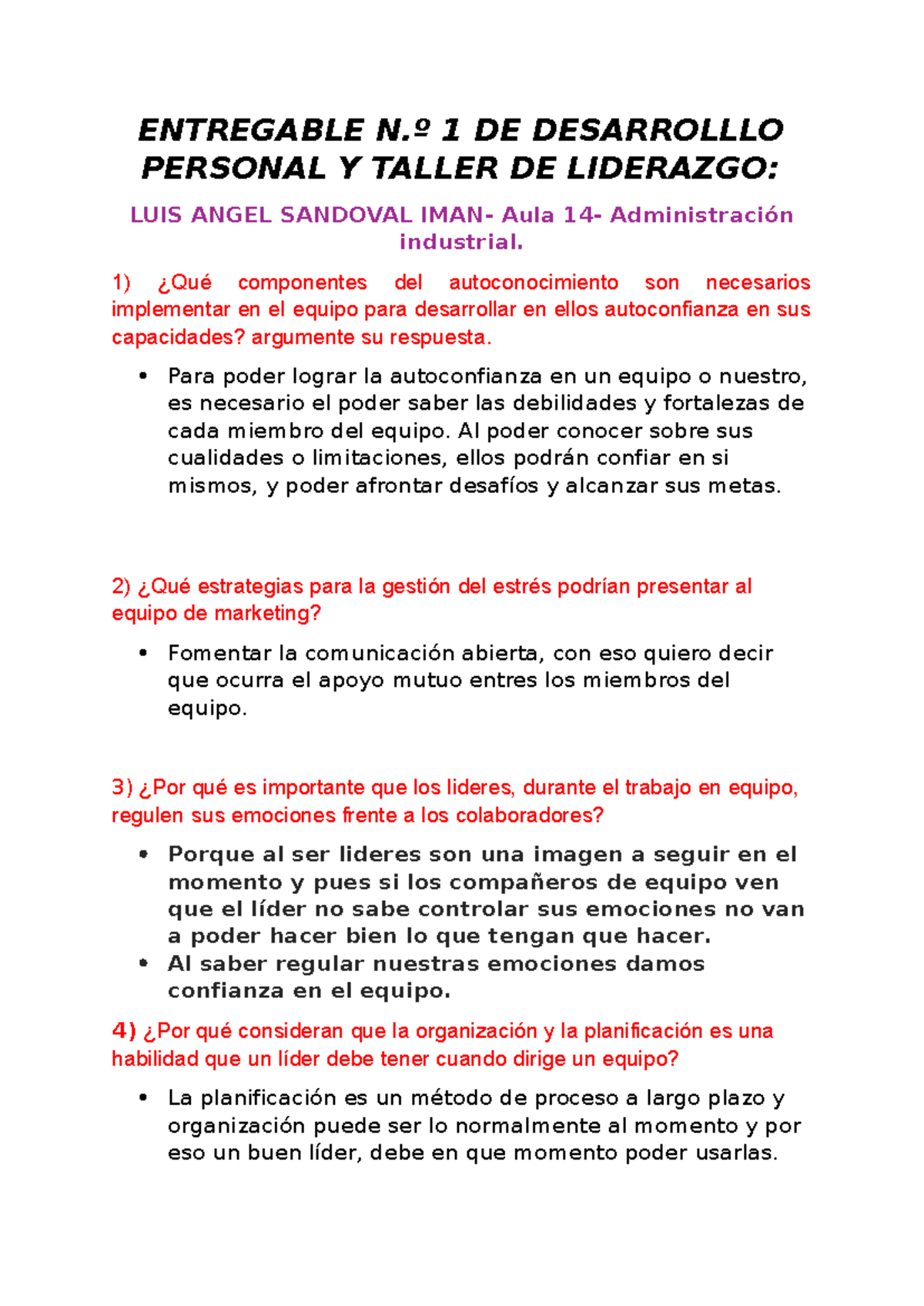 Entregable Nº 1 de desarrollo personal y taller de liderazgo - ENTREGABLE N.º 1 DE DESARROLLLO ...