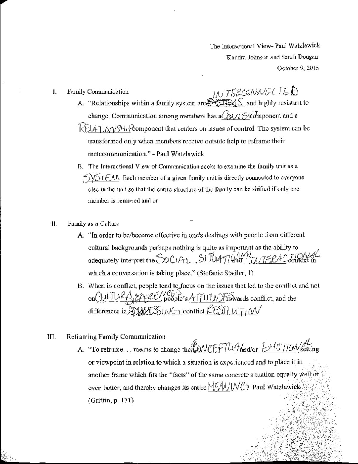 The Interactional view worksheet - The lnteractional View- Paul ...