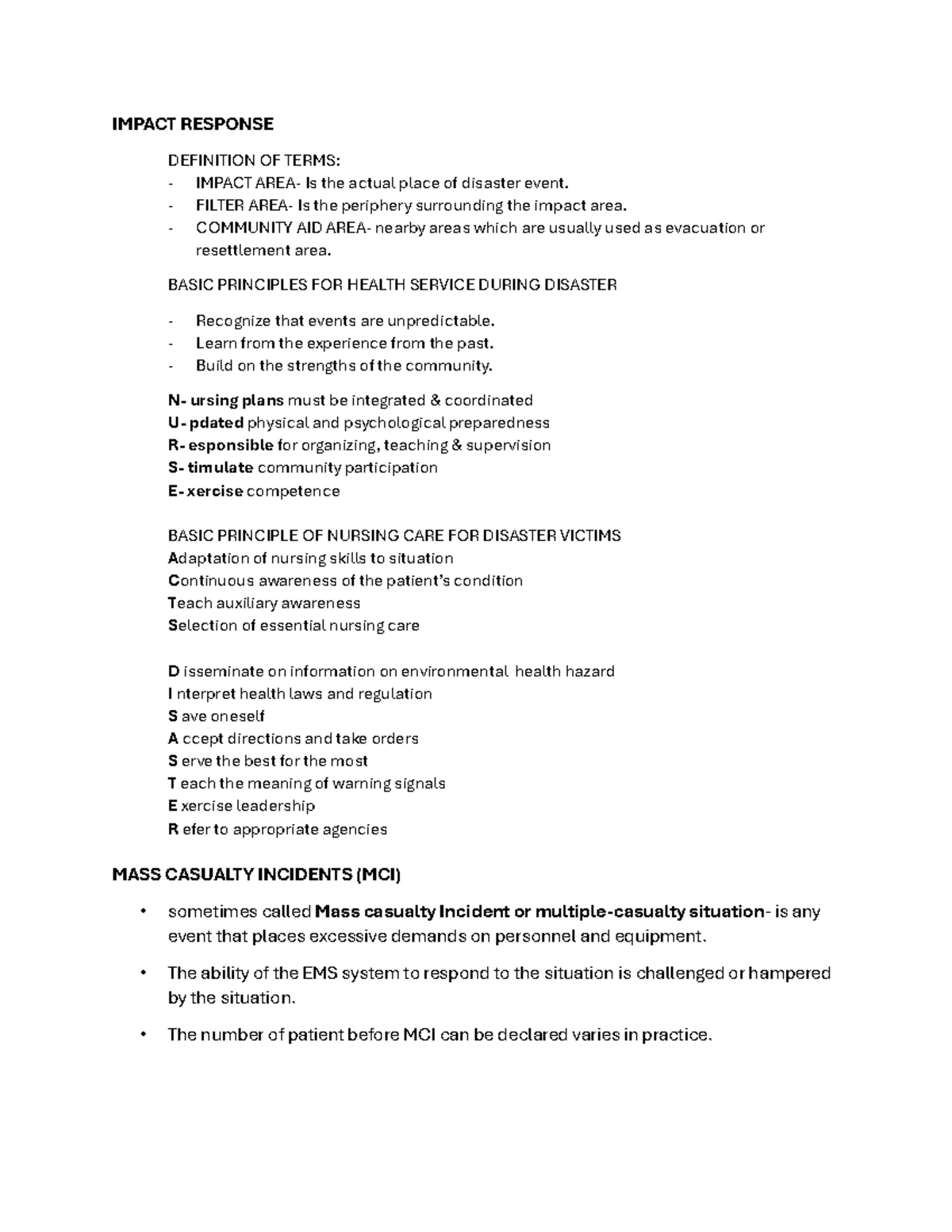 Impact- Response - IMPACT RESPONSE DEFINITION OF TERMS: IMPACT AREA- Is ...