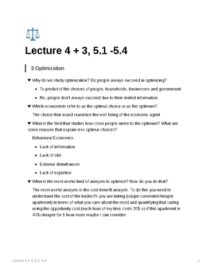 Week 1 - Ch. 1 - First lecture in Economics - Chapter 1: Economics ...