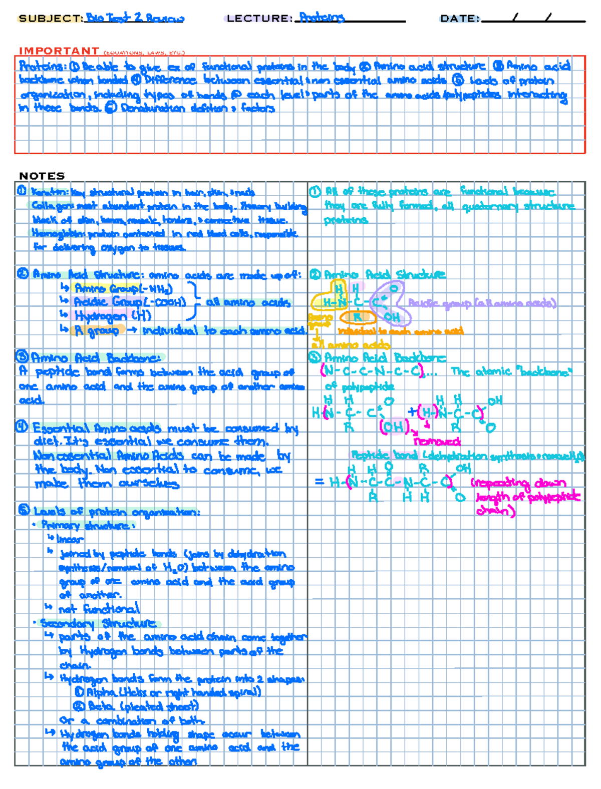 Test 2 review - Covers materials for test 2, semester 1. - NOTES ...