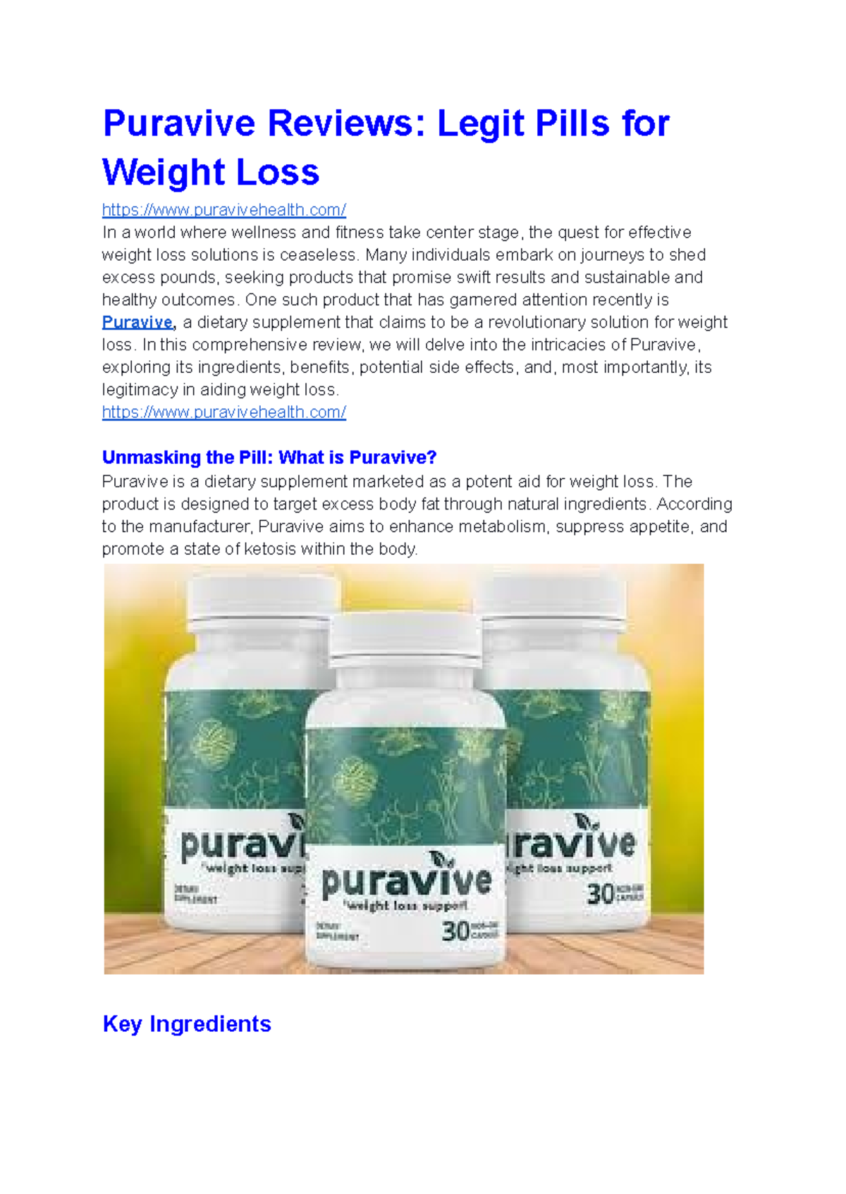 Puravive Reviews Legit Pills for Weight Loss - Puravive Reviews: Legit ...