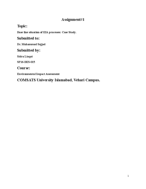 Assignment about environment and health - Assignment # 1 Brief history ...