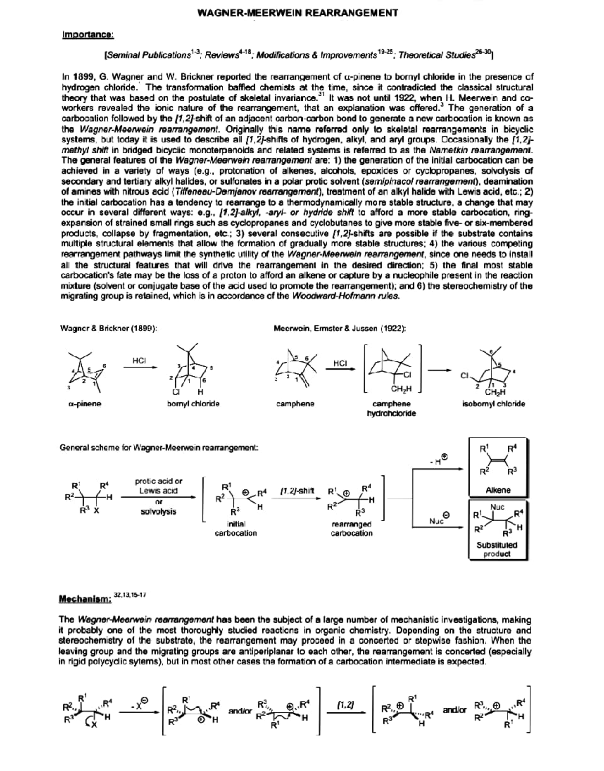 Wagner-meerwein Rearrangement - WAGNER-MEERWEIN REARRANGEMENT Importanc Seminal Publications ...