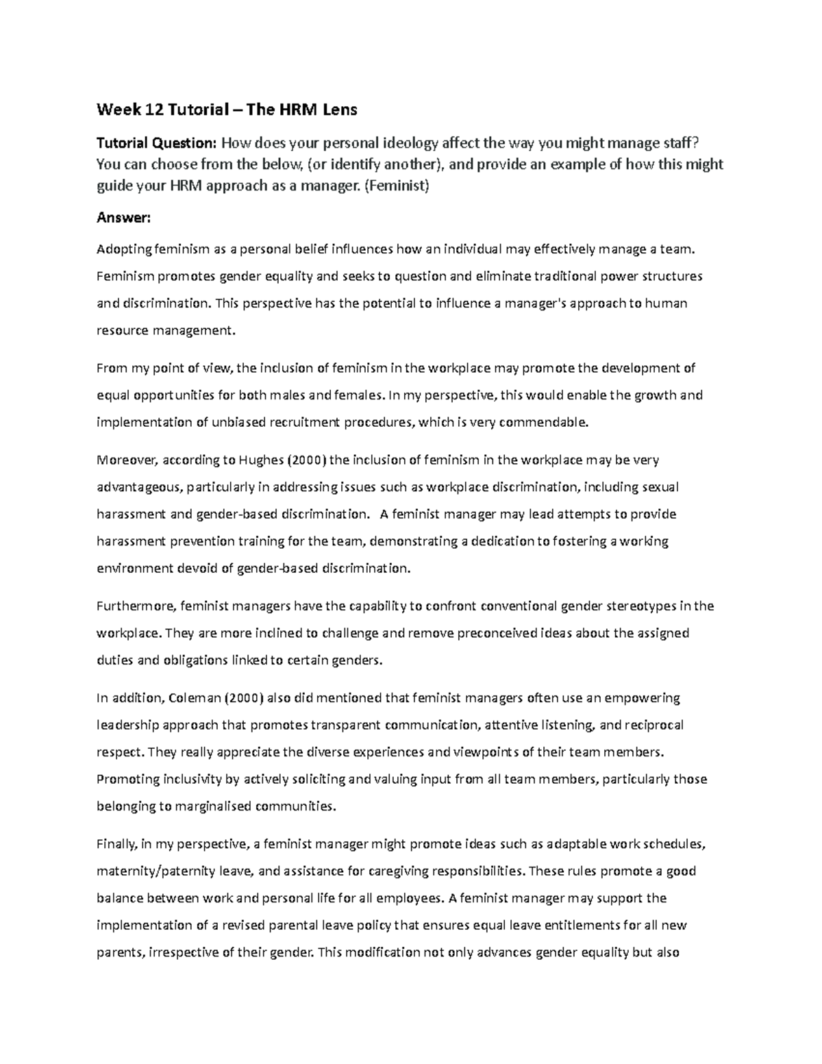 Week 12 Tutorial - Weekly review - Week 12 Tutorial – The HRM Lens ...