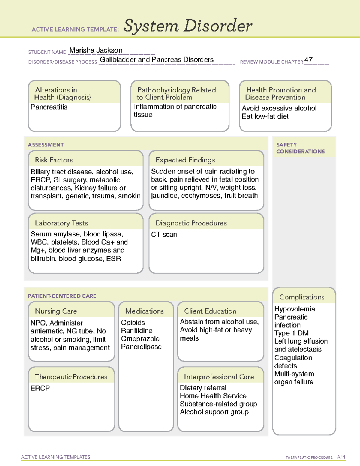 Ch 47 - Gallbladder and Pancreas Disorders - ACTIVE LEARNING TEMPLATES ...