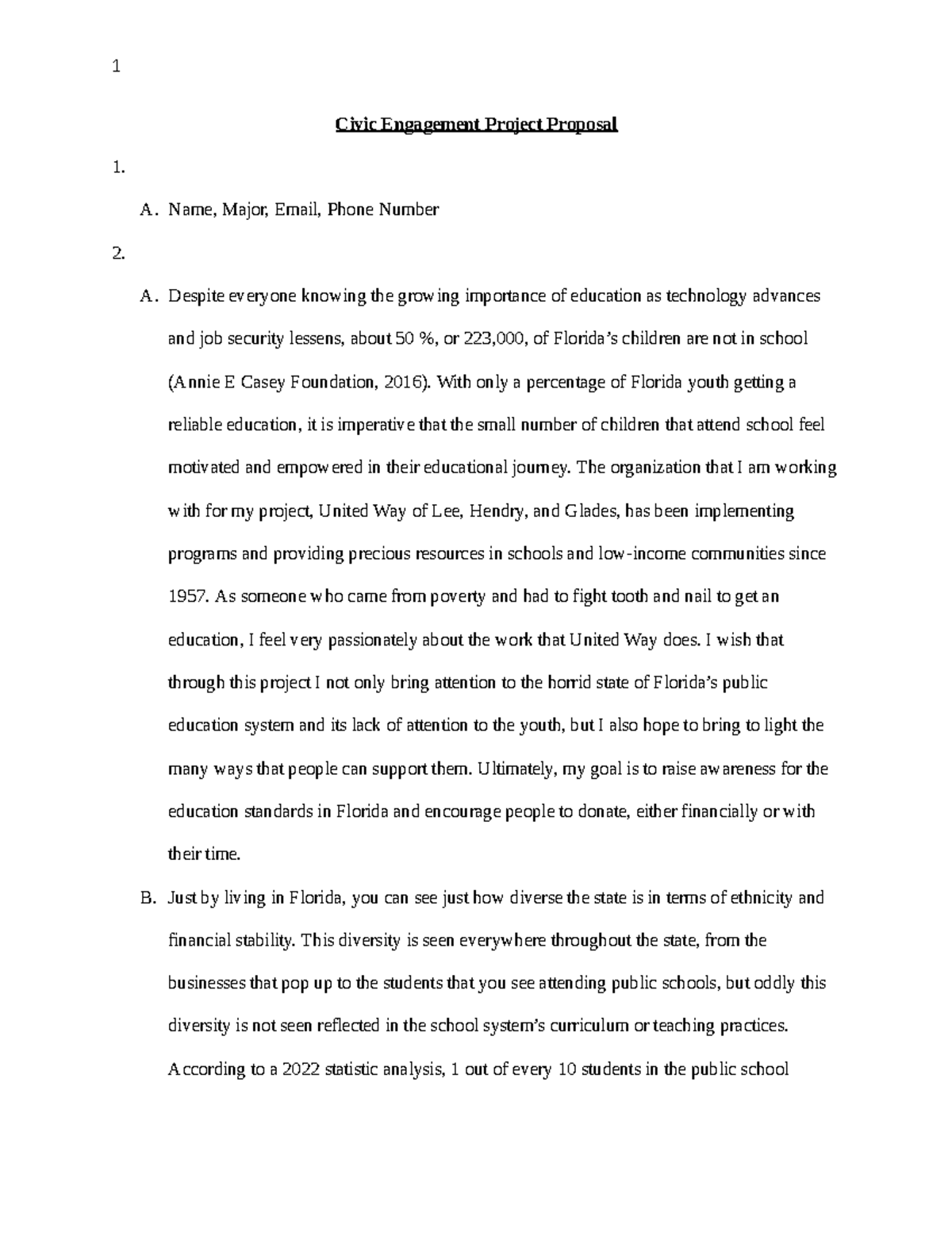 Civic Engagement Project Proposal - Google Docs - Civic Engagement ...