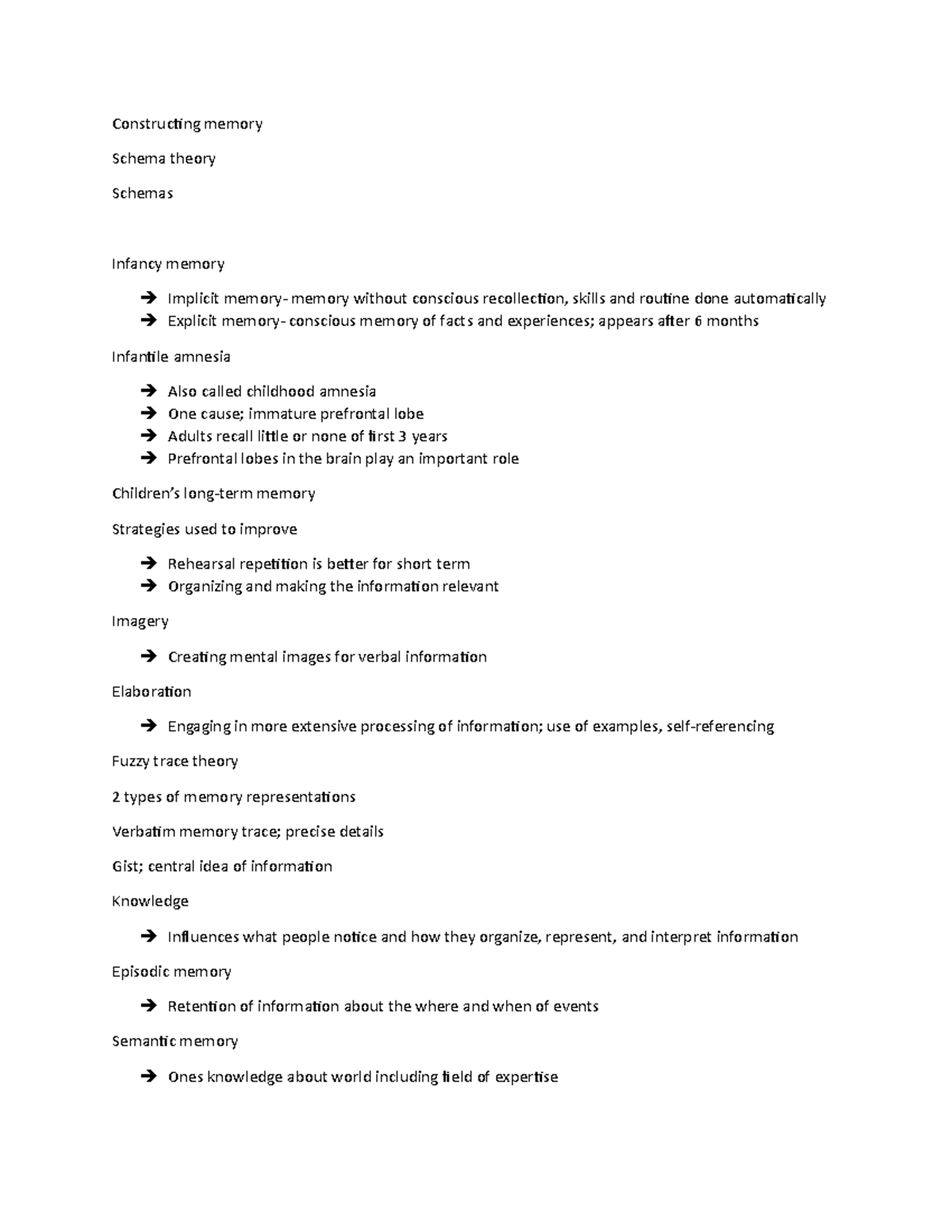 Constructing memory - notes - Constructing memory Schema theory Schemas ...