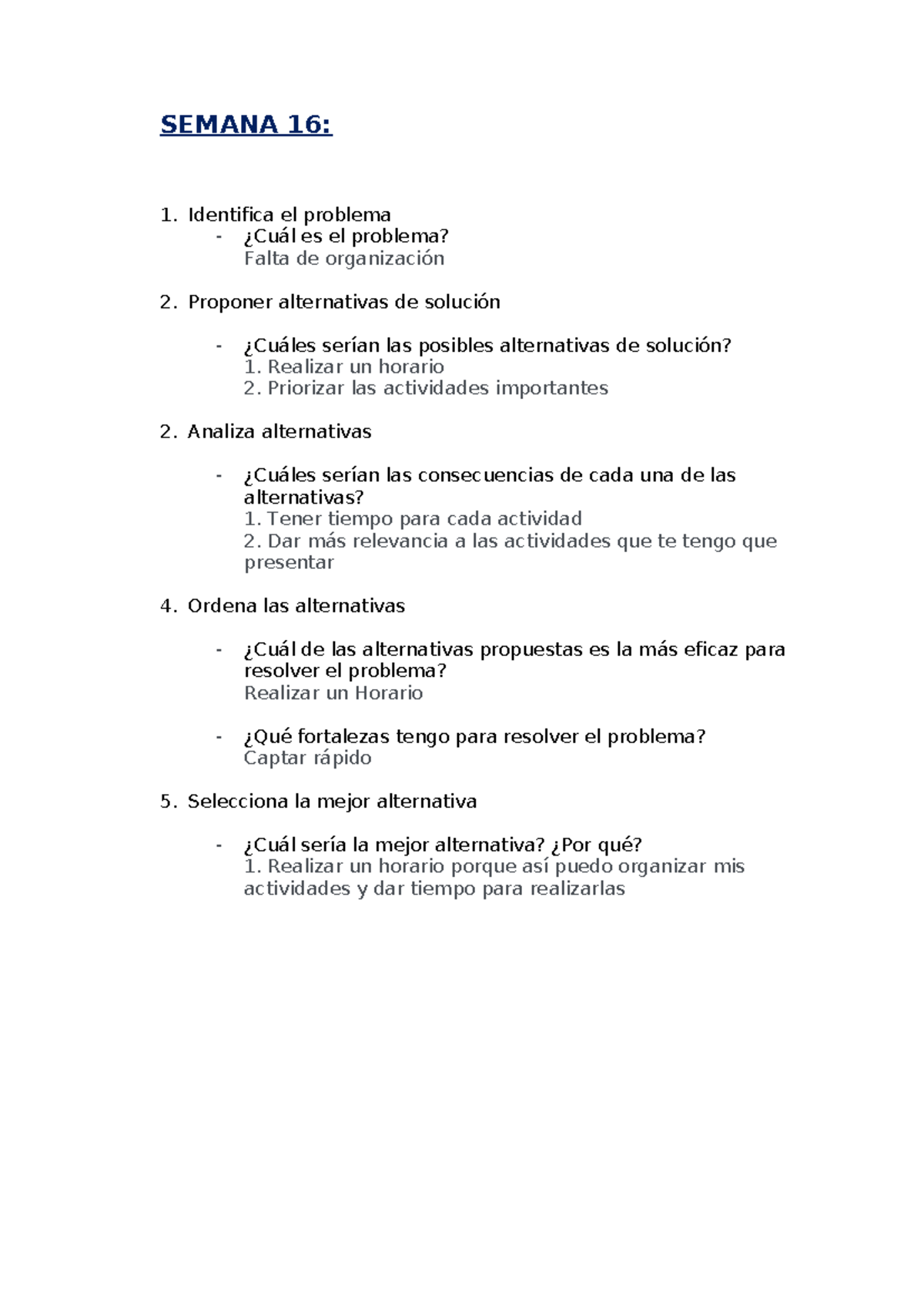 IVU semana 16 - identifica el problema - SEMANA 16: 1. Identifica el ...