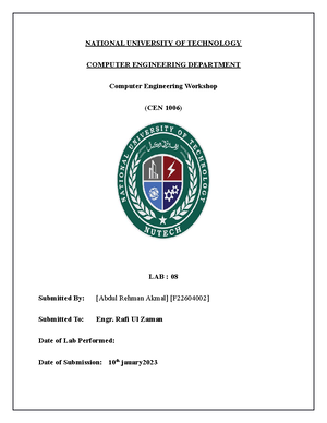 COA LAb report 2 - Assignment - NATIONAL UNIVERSITY OF TECHNOLOGY ...