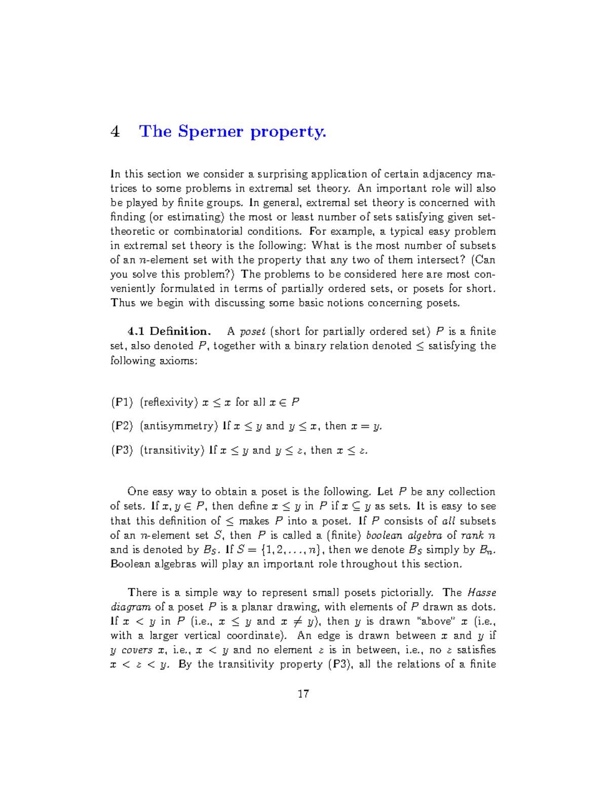 The Sperner property - In this section we consider a surprising ...