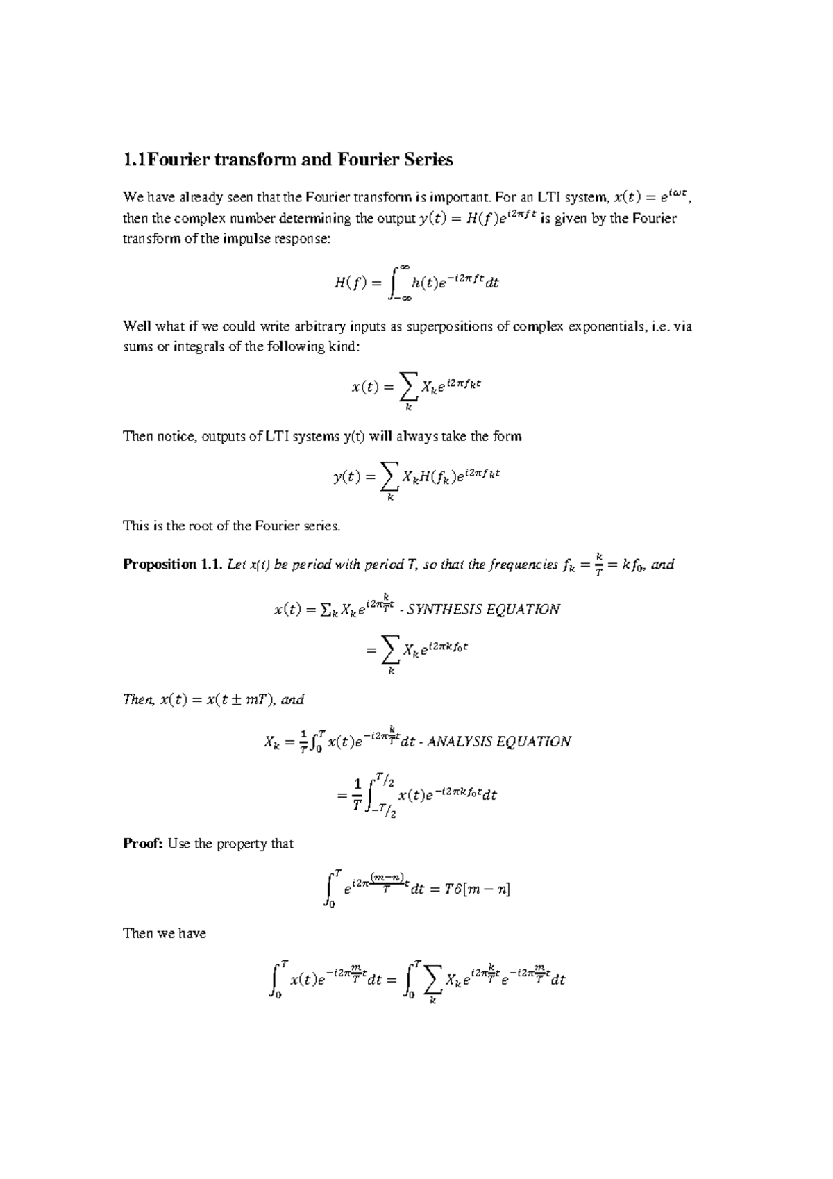 Fourier transform and Fourier Series - 1 transform and Fourier Series We have already seen that ...