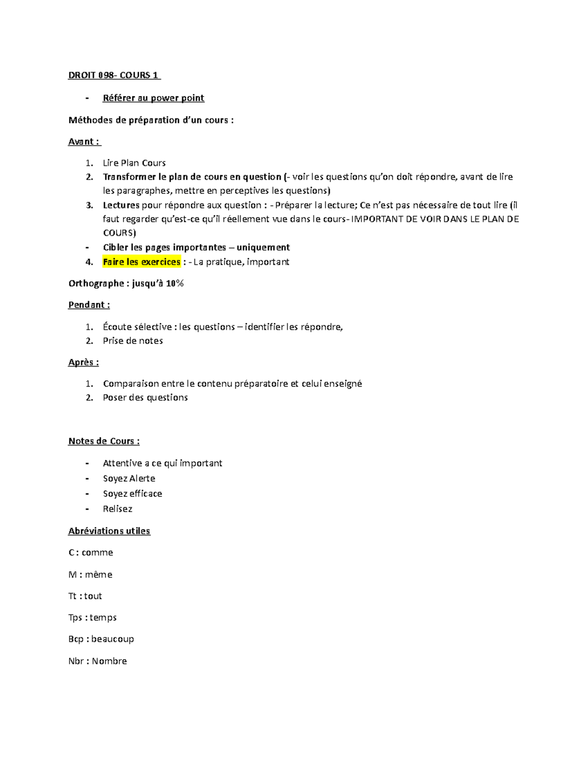 Cours magistral- Outils et astuses - DROIT 098- COURS 1 - Référer au ...