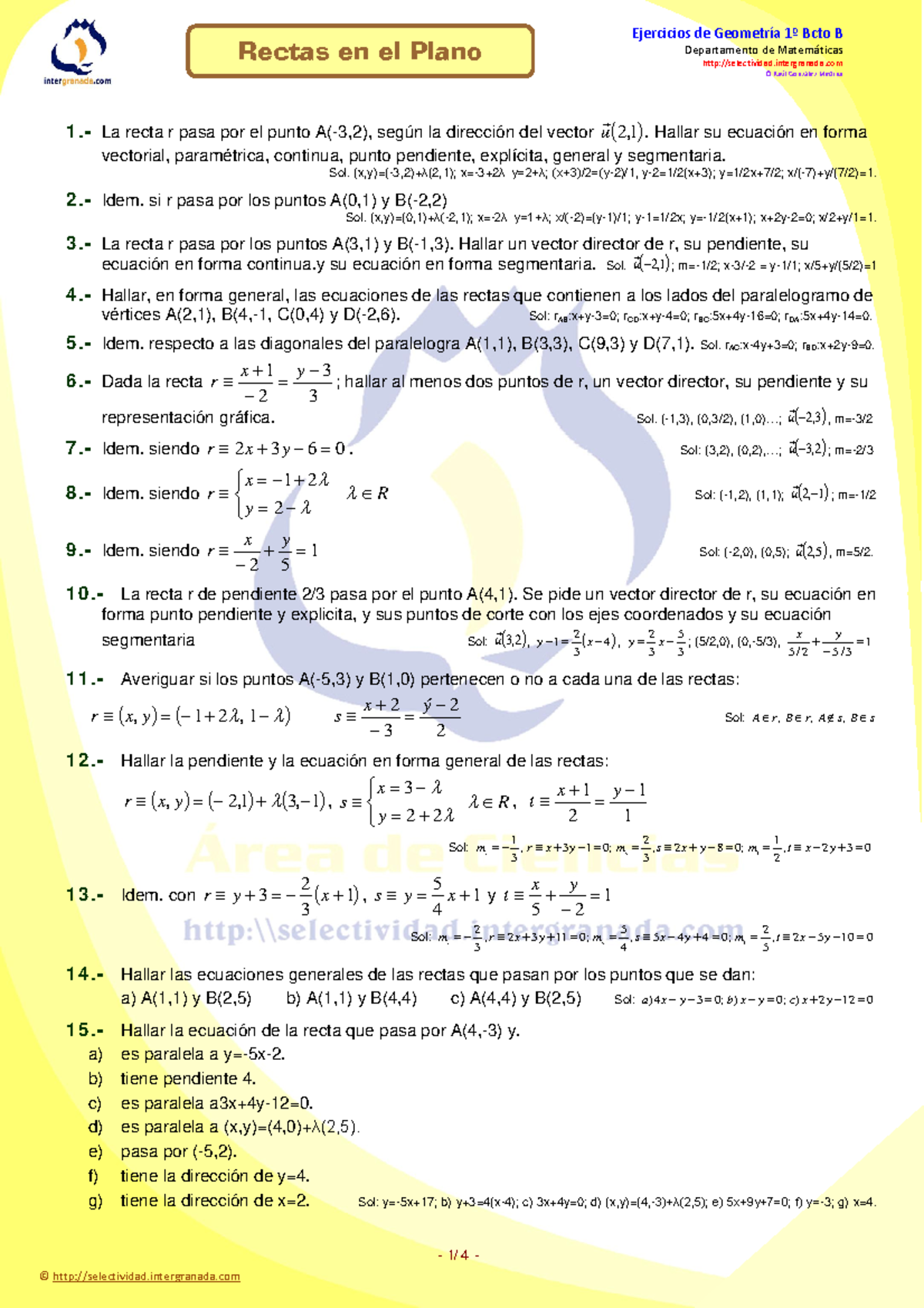 Rectas 1 - EBAU Geometría - © selectividad.intergranada Departamento de ...
