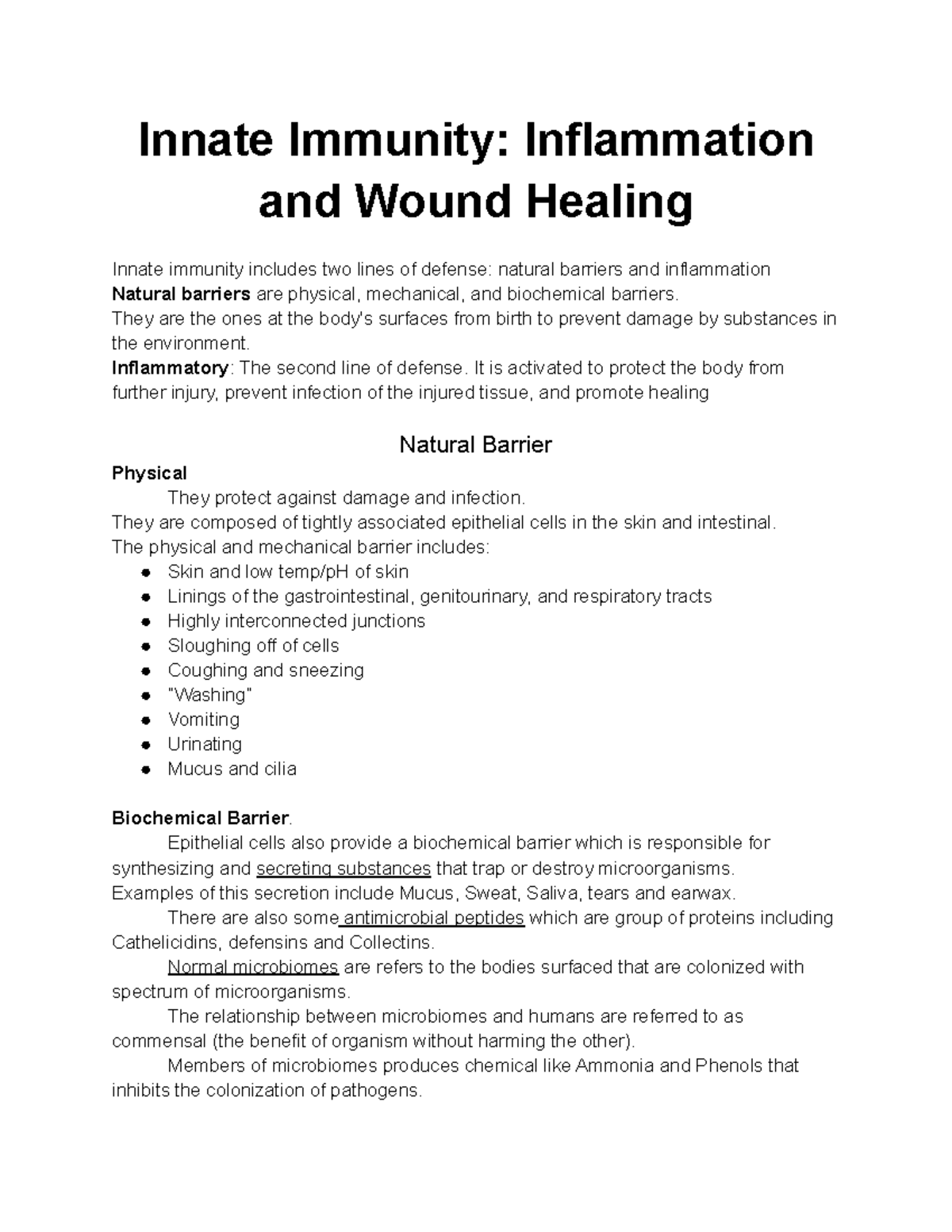 Chapter 7: Innate Immunity - Innate Immunity: Inflammation and Wound ...
