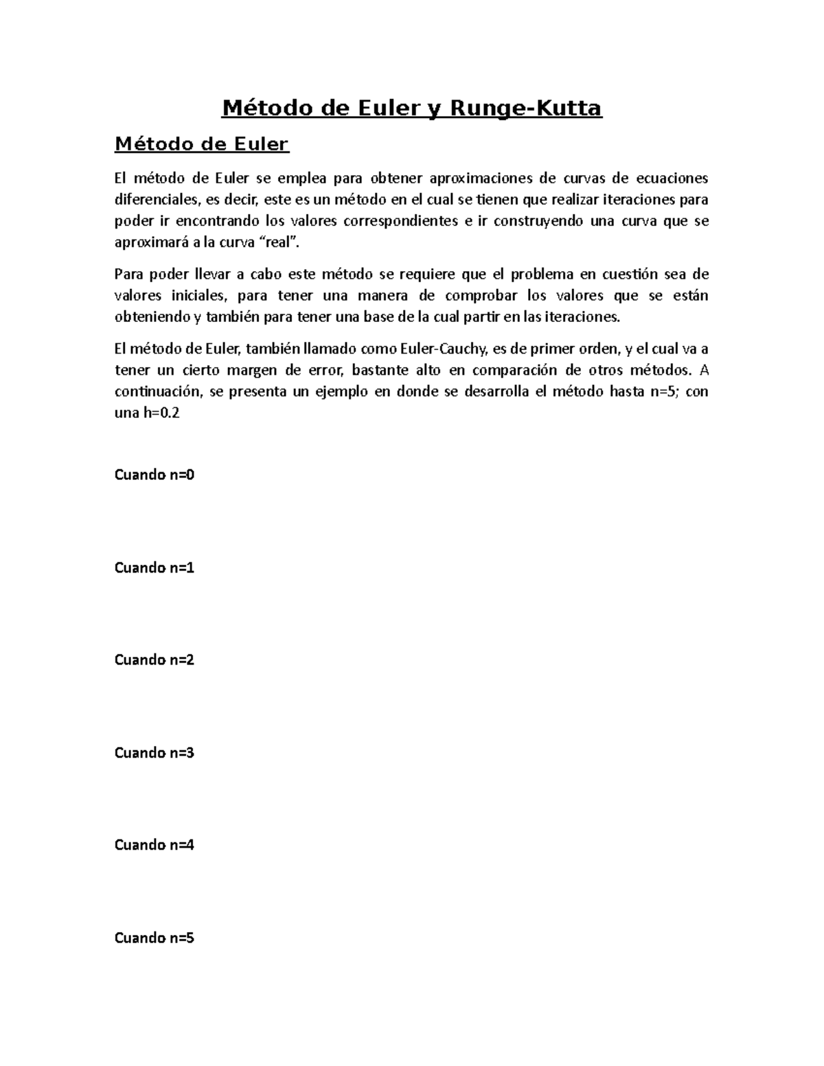 Método de Euler y Runge Kutta - Método de Euler y Runge-Kutta Método de ...