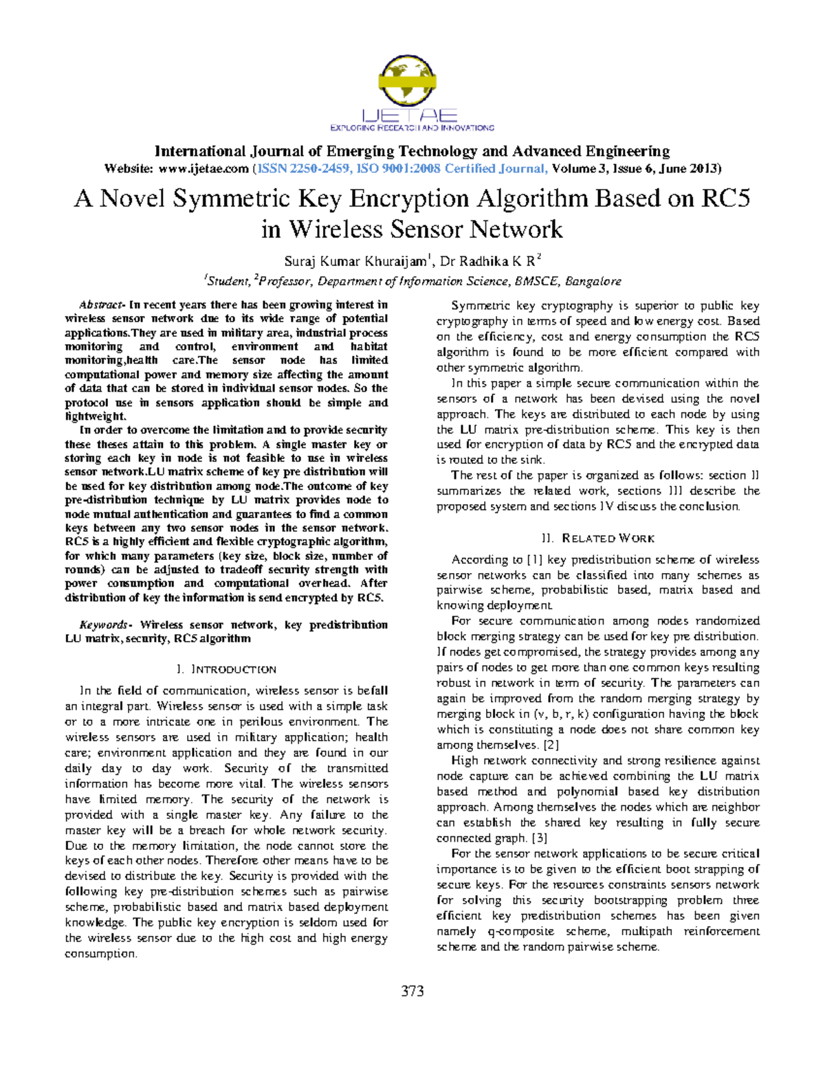 A Novel Symmetric Key Encryption Algorithm Based On Rc5 In Wireless Sensor Network Website