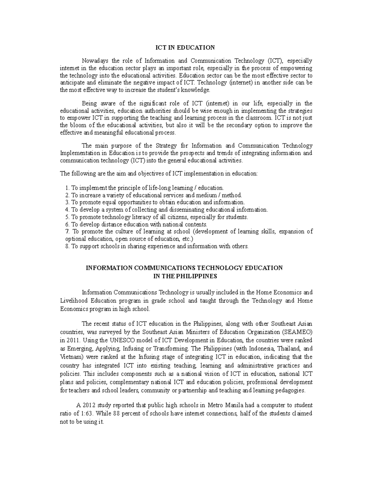 ICT IN Education - Thank you - ICT IN EDUCATION Nowadays the role of ...