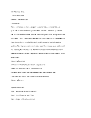 GEC7-Ethics-Module - Complete module on ethics - GEC 7: Ethics Title of ...