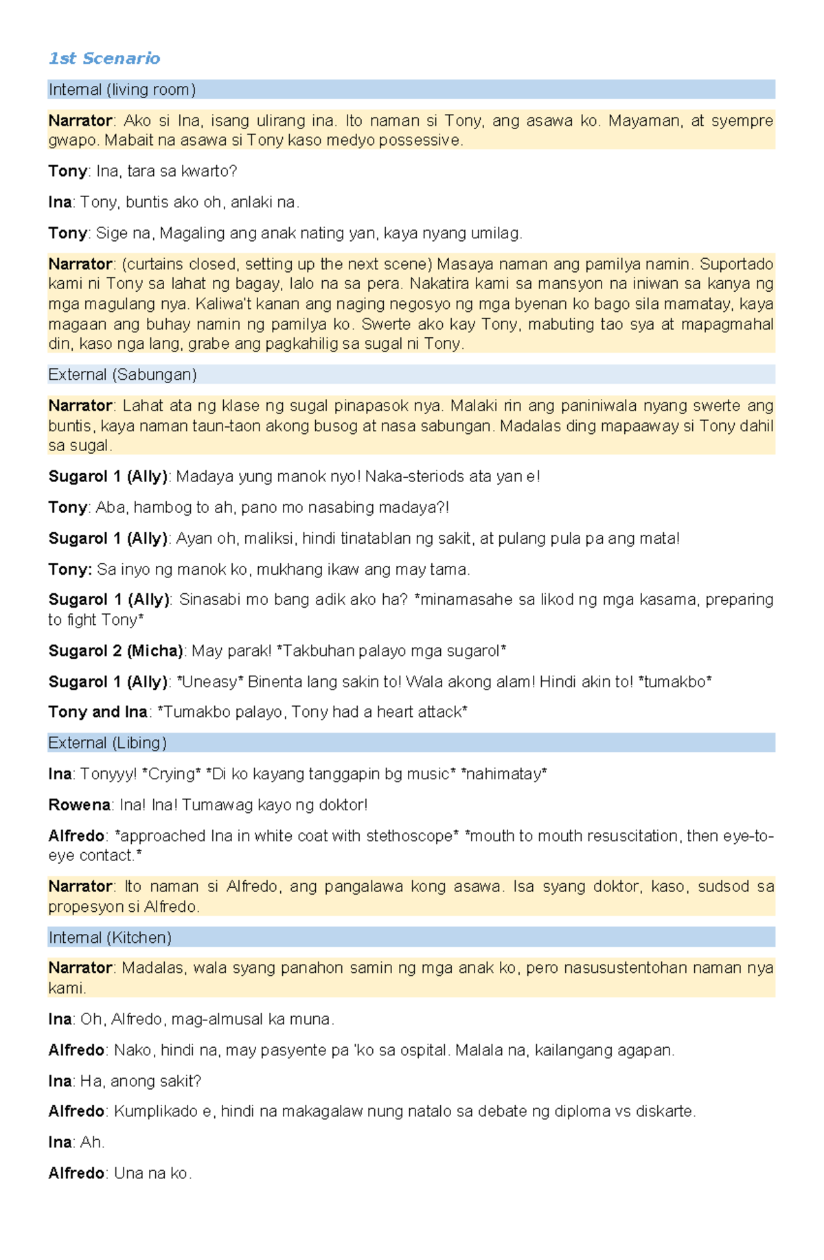 Tanging-INA- Script - 1st Scenario Internal (living room) Narrator: Ako ...