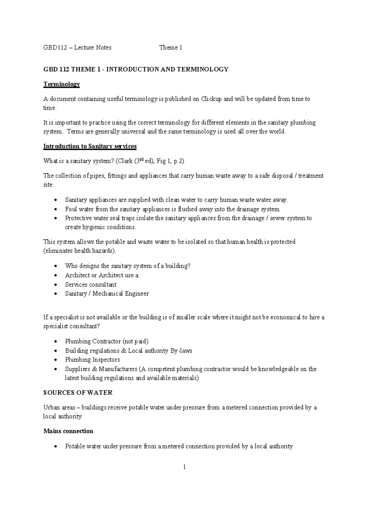 GBD 112 Theme 1 Lecture notes - GBD112 – Lecture Notes Theme 1 1 GBD ...