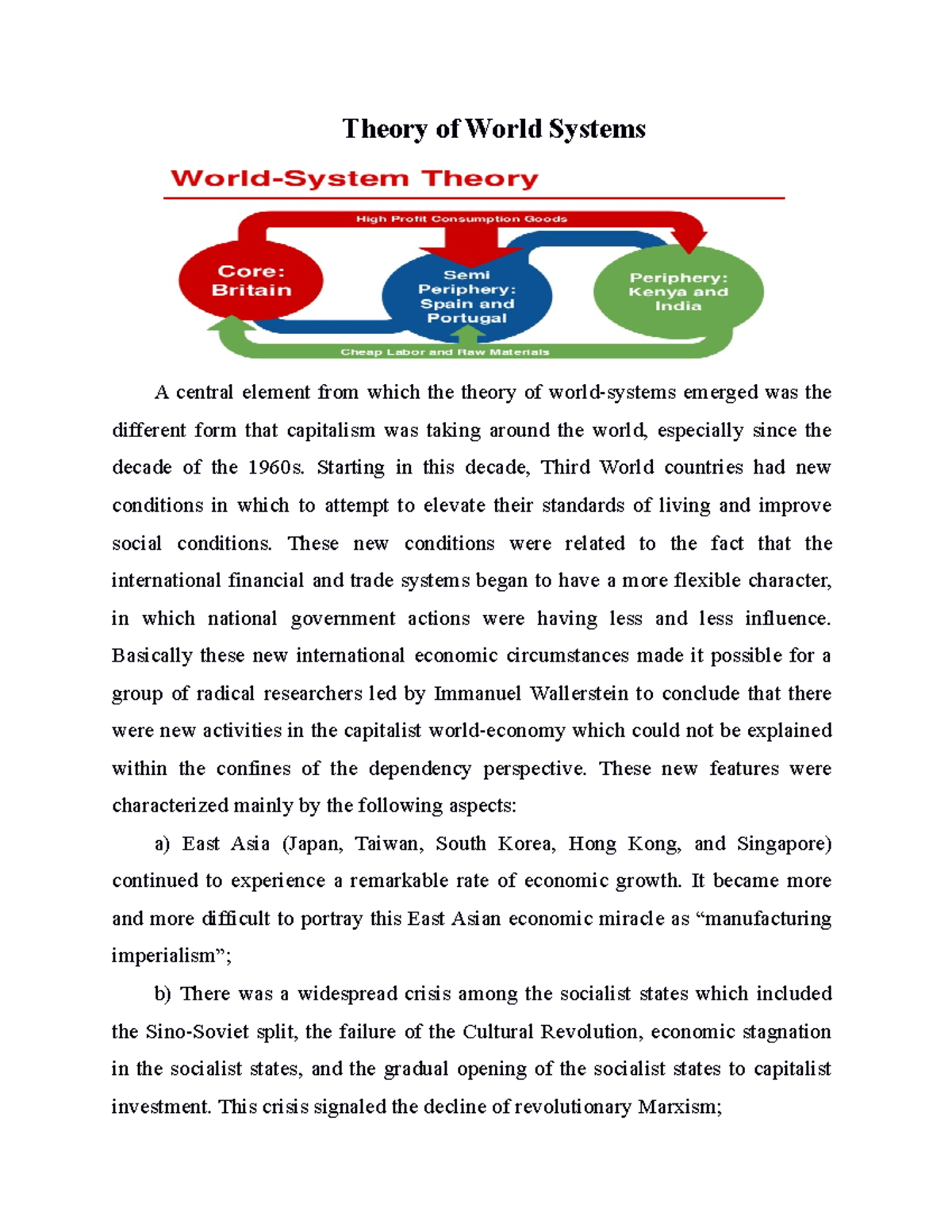 Theory of World Systems - Starting in this decade, Third World ...