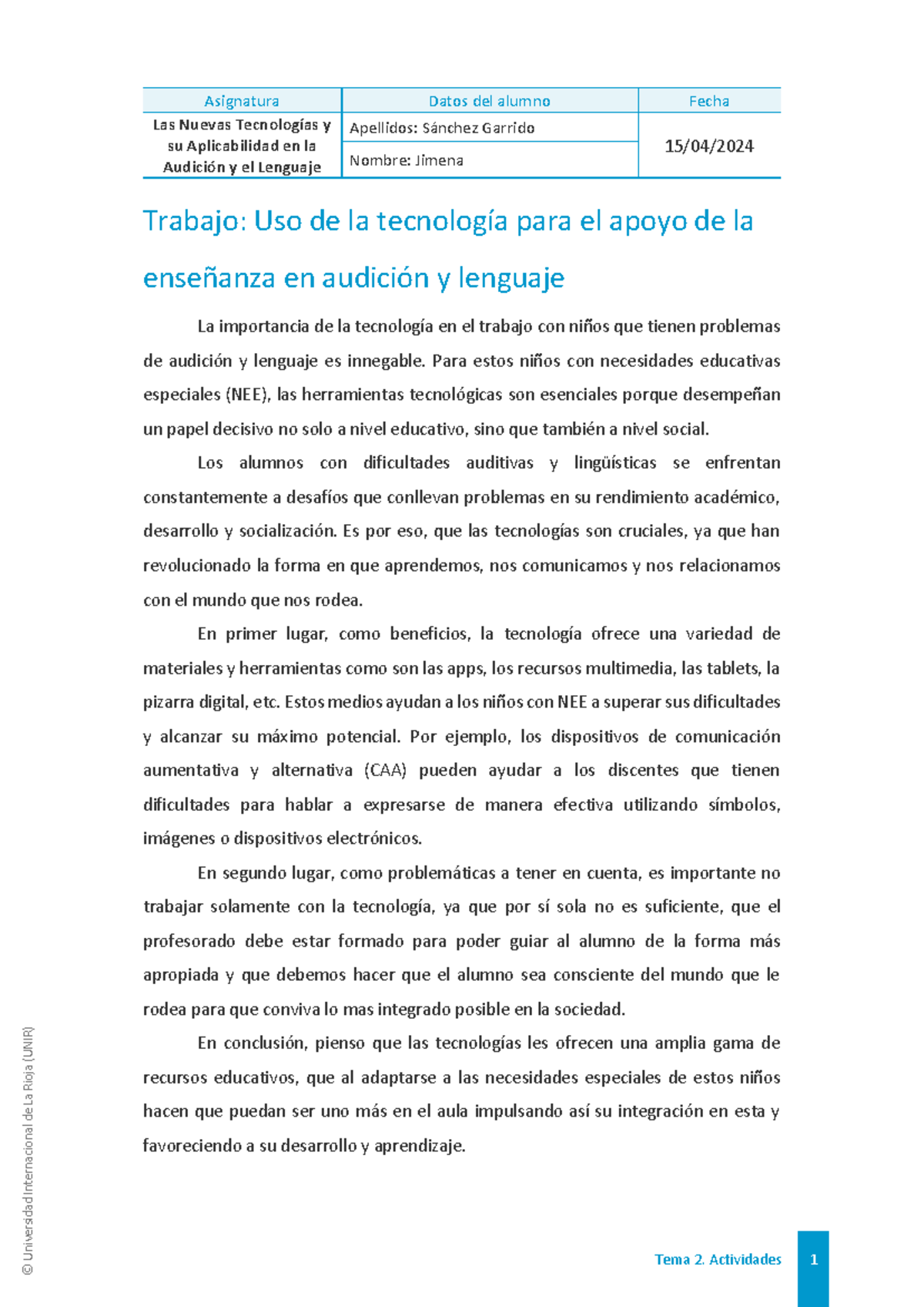 Uso de la tecnología para el apoyo de la enseñanza en audición y ...