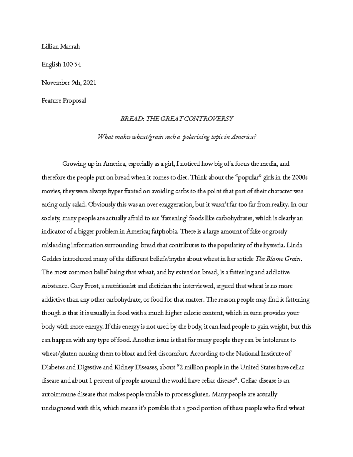 Final Draft Feature Proposal - ENGL 100 - UW-Madison - Studocu