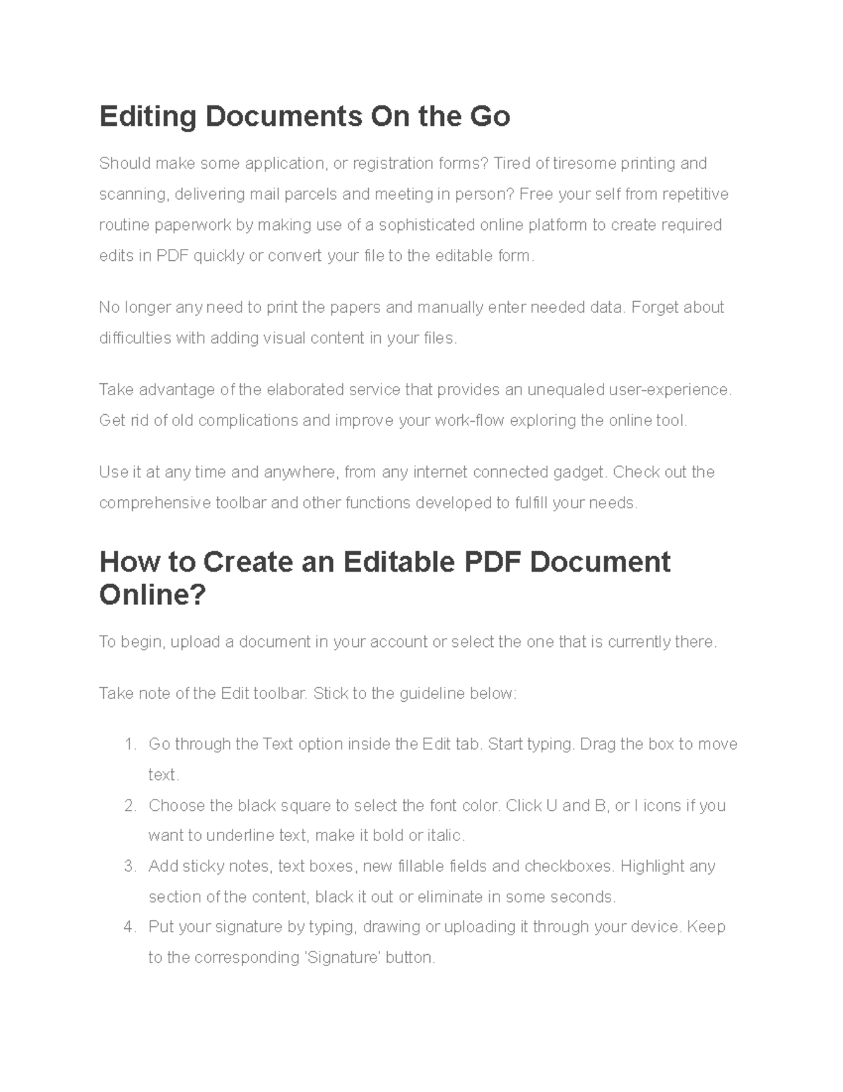 Editing Documents - No longer any need to print the papers and manually enter needed data ...