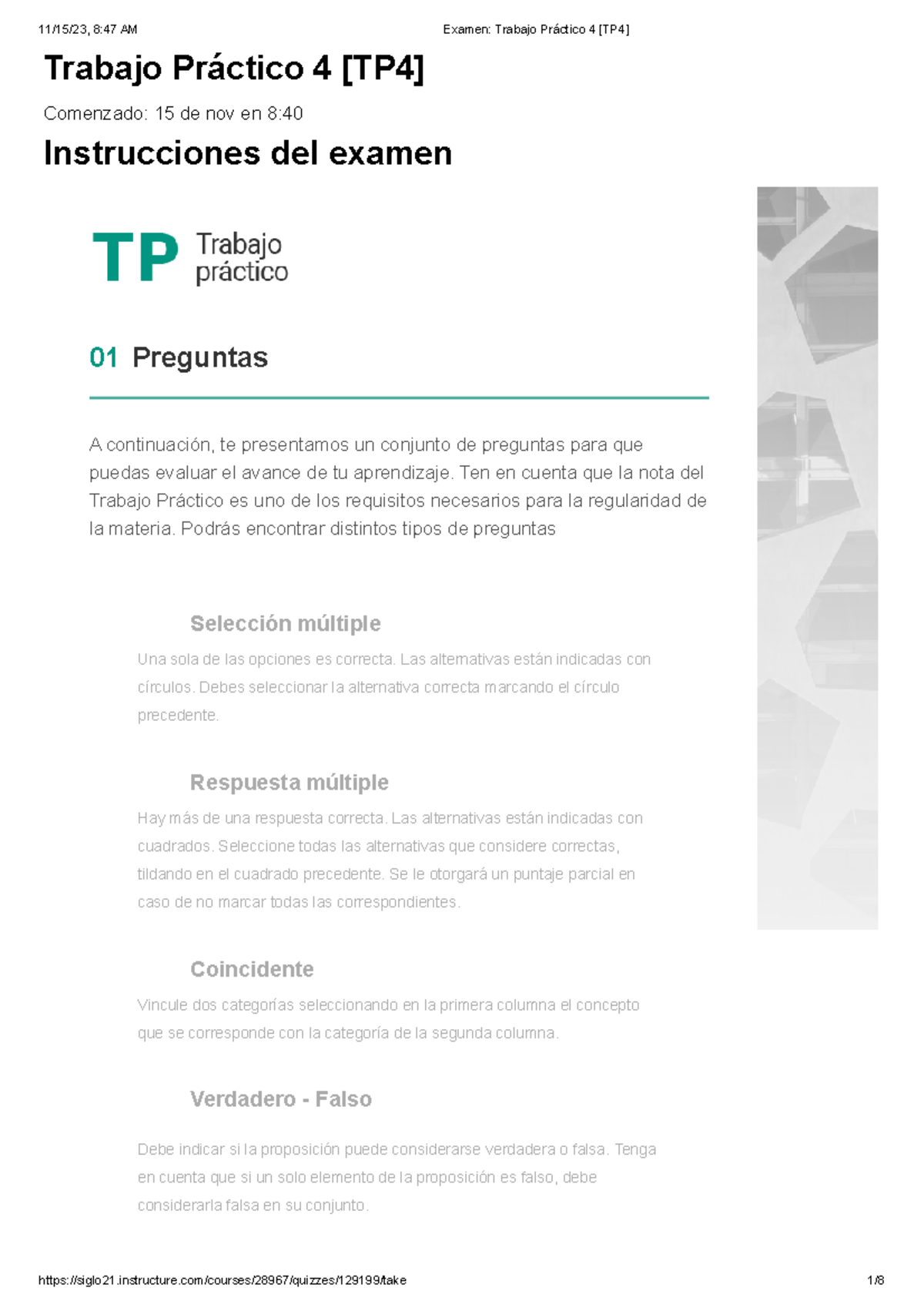 TP4 Fotografía 100% - Trabajo Práctico 4 [TP4] Comenzado: 15 de nov en 8: Instrucciones del ...