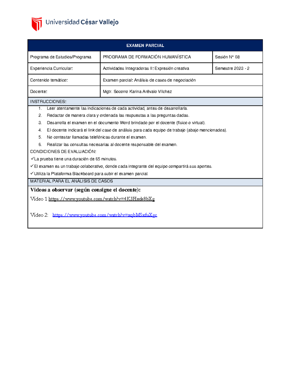 Examen Parcial - 2023 -1 Actividades Final - EXAMEN PARCIAL Programa de Estudios/Programa ...