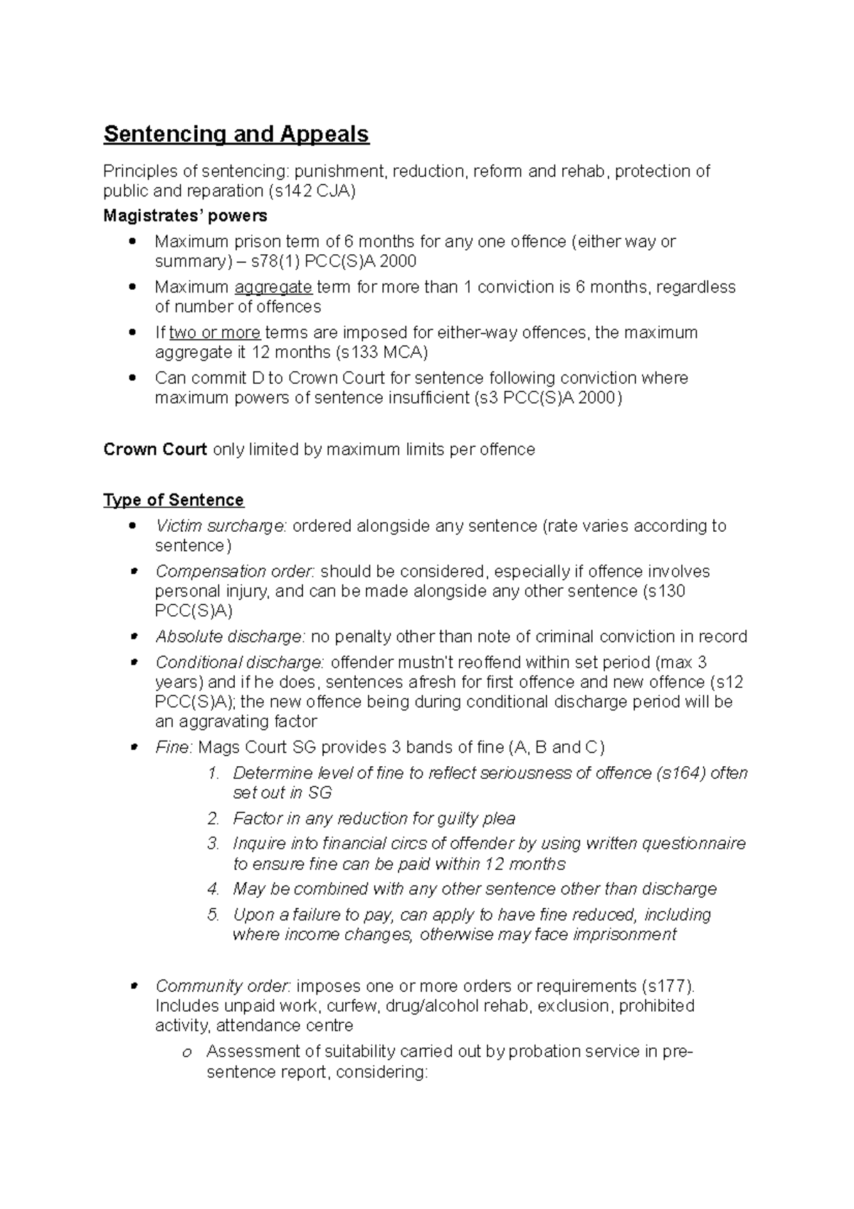 Crim Lit Sentencing and Appeals - Sentencing and Appeals Principles of ...